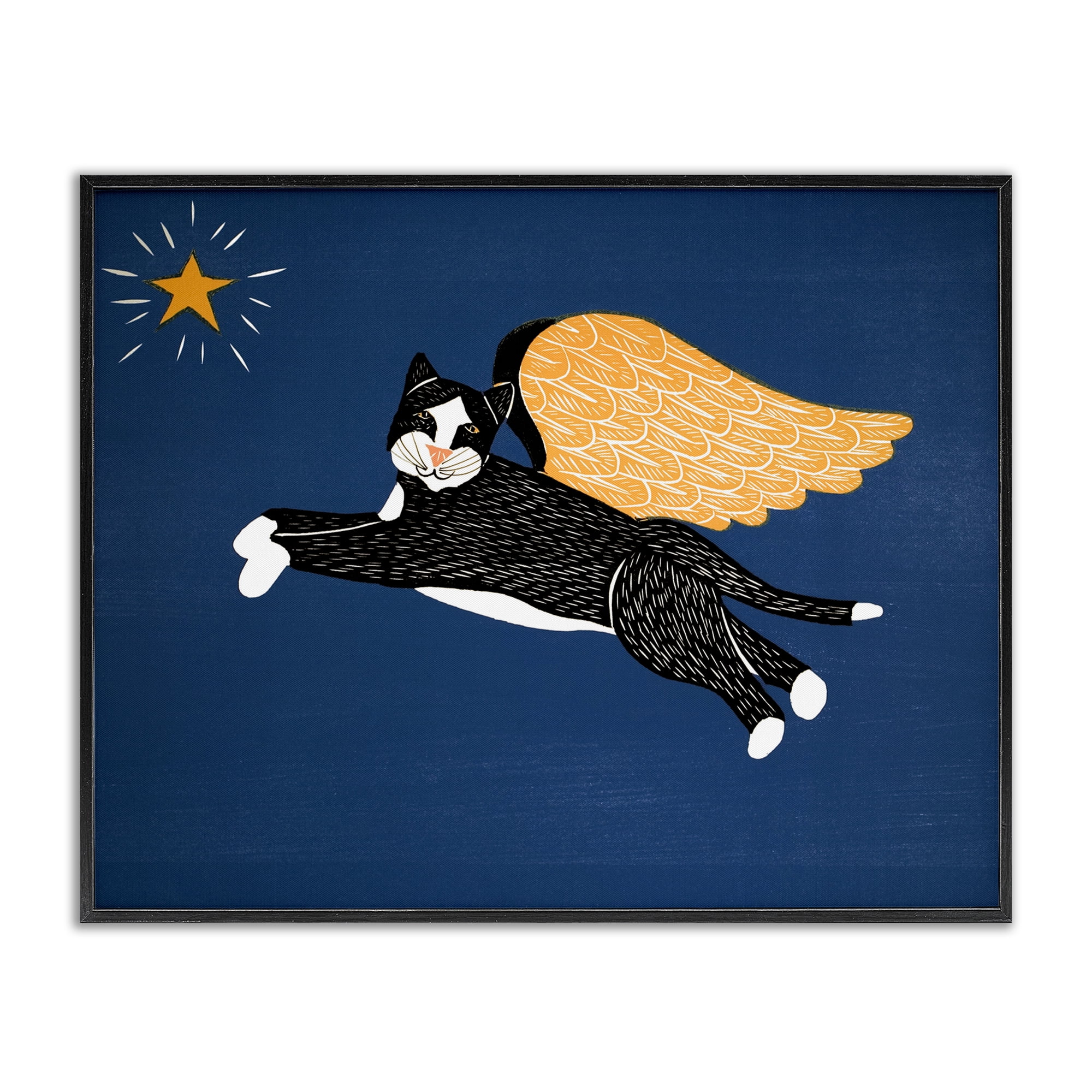 Angel Cat with Star Black Framed Giclee Art, design by Stephen Huneck ...