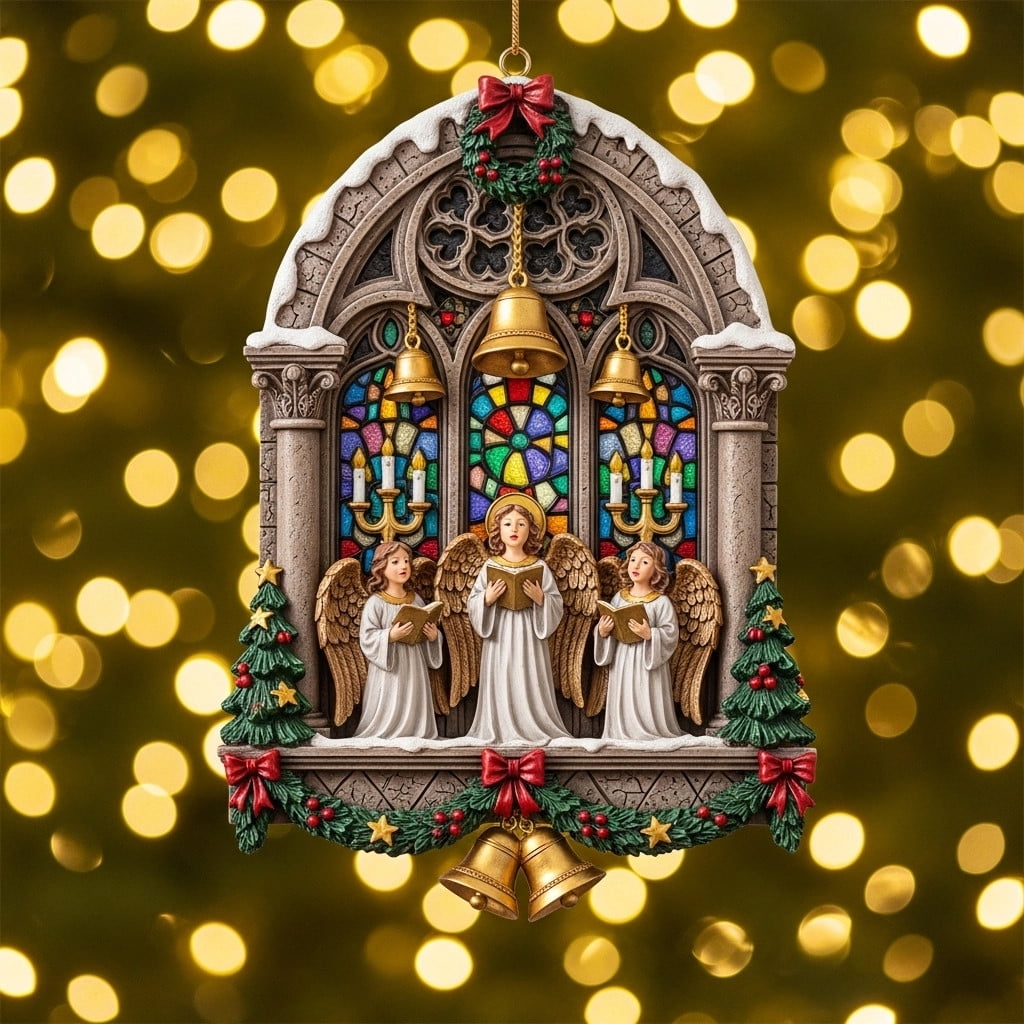 Taicans ‌Angel Choir Christmas Tree Ornaments - Stained Glass & Bells ...