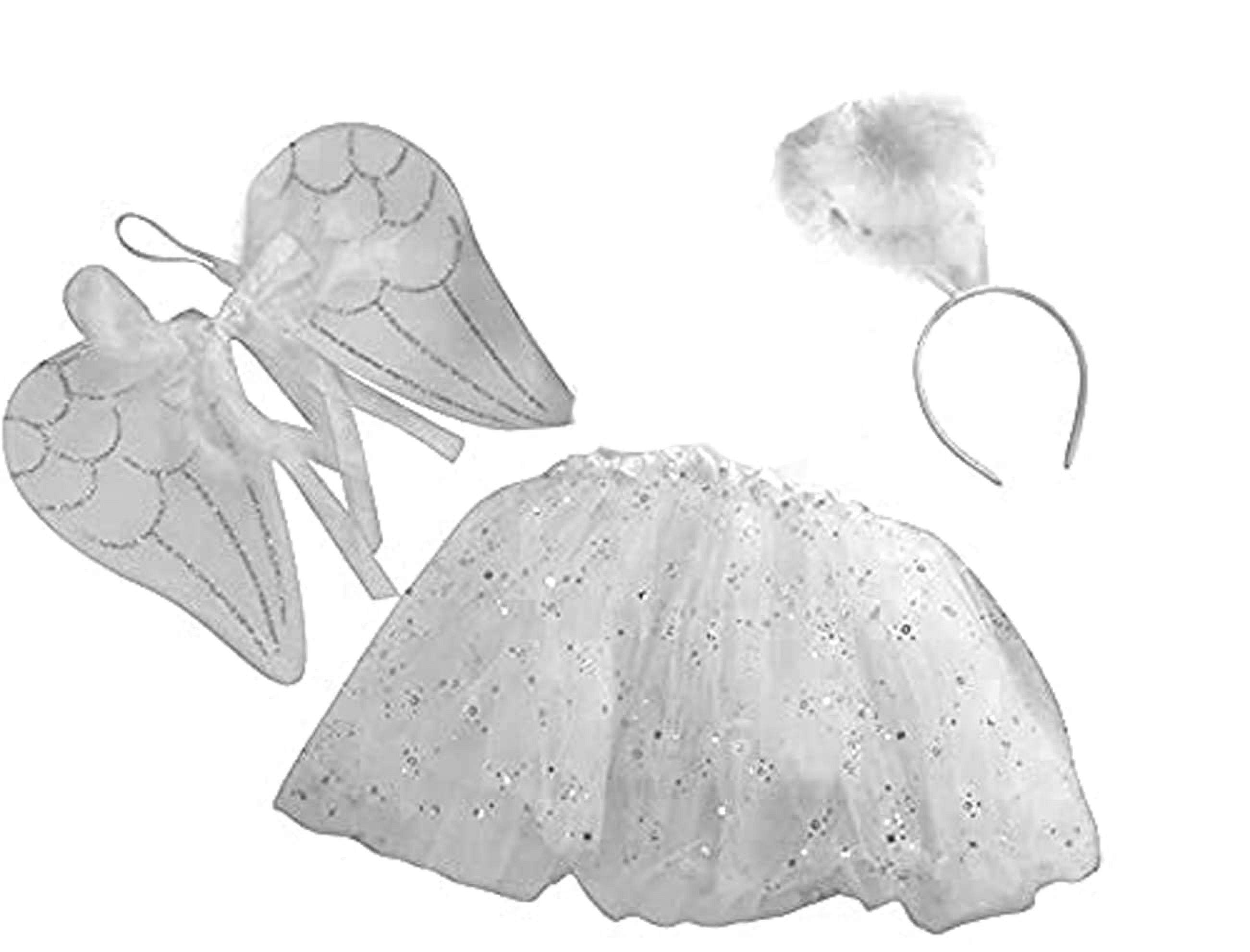 Angel Costume Set - White Tutu, Angel Wings and Halo Headband (Tutu 10 ...