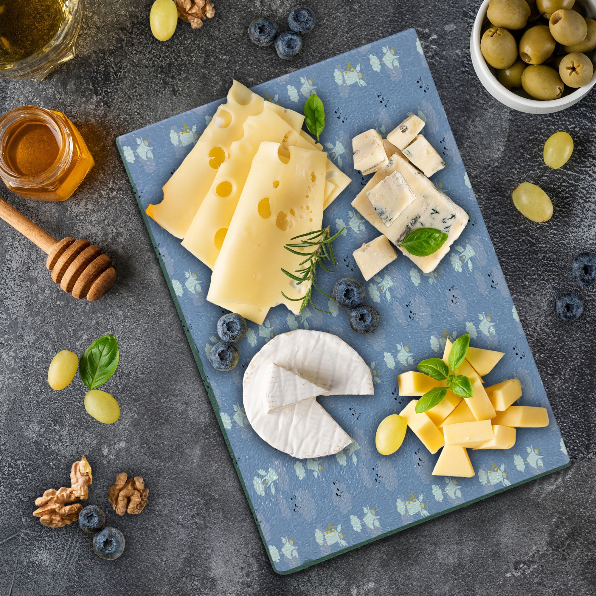 Angel Cutting Board, Angels Playing Harp in Sky Clouds Love Halo ...