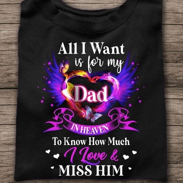 Angel Dad In Heaven Love Memory Tribute Heartfelt Eternal Bond Unisex T ...