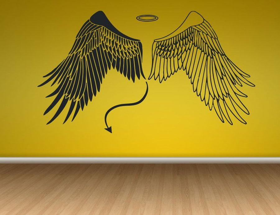 Angel Demon Evil Wings Heaven Hell Paradise Wall Sticker Vinyl Home ...