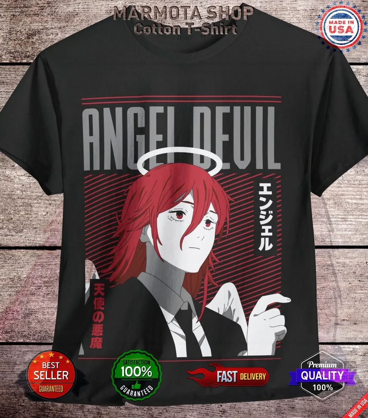 Angel Devil Chainsaw Man Shirt Anime Tee T-Shirt Pochita Manga Otaku ...