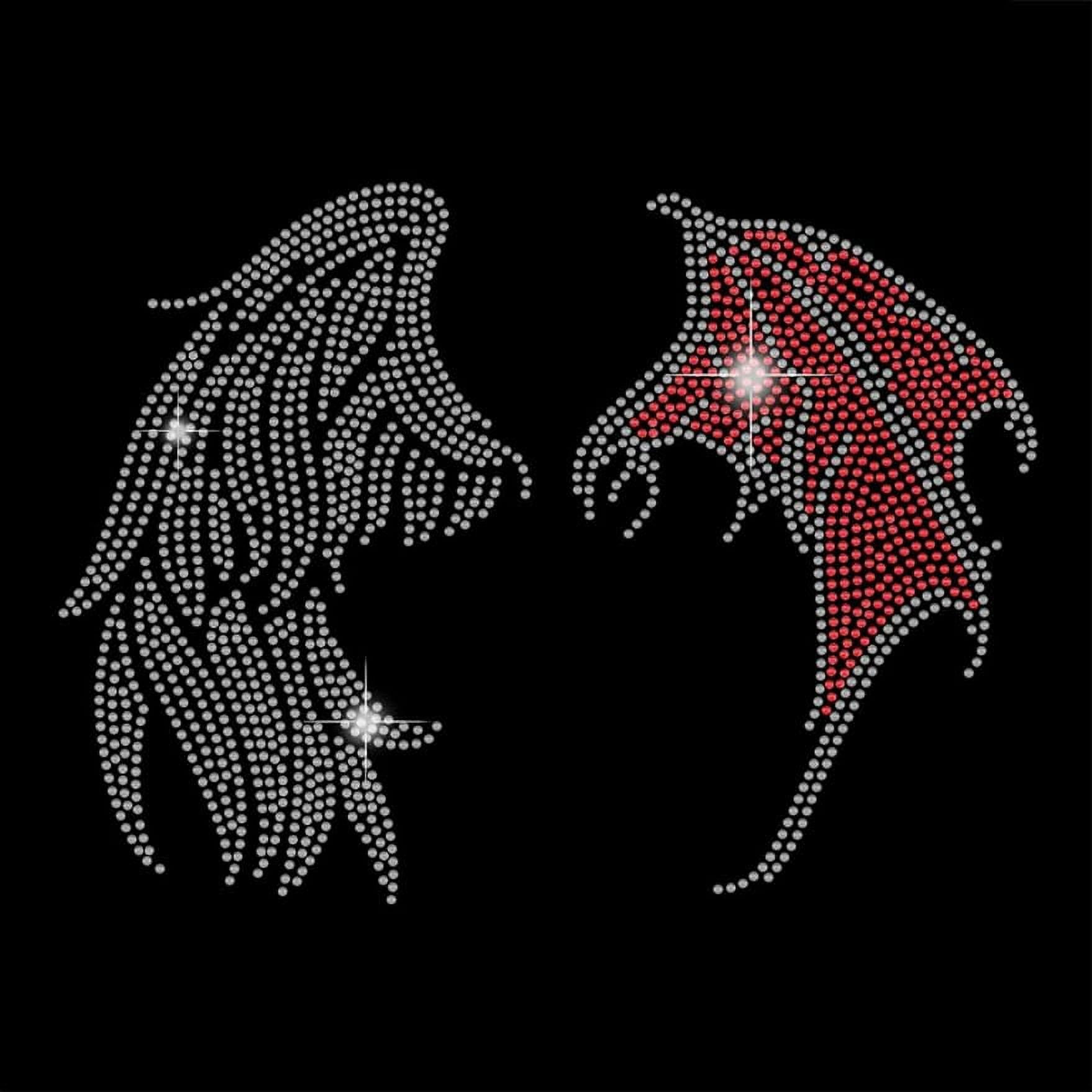 Angel Devil Iron On Rhinestone Transfer Silvery Red Wings Crystal Heat ...