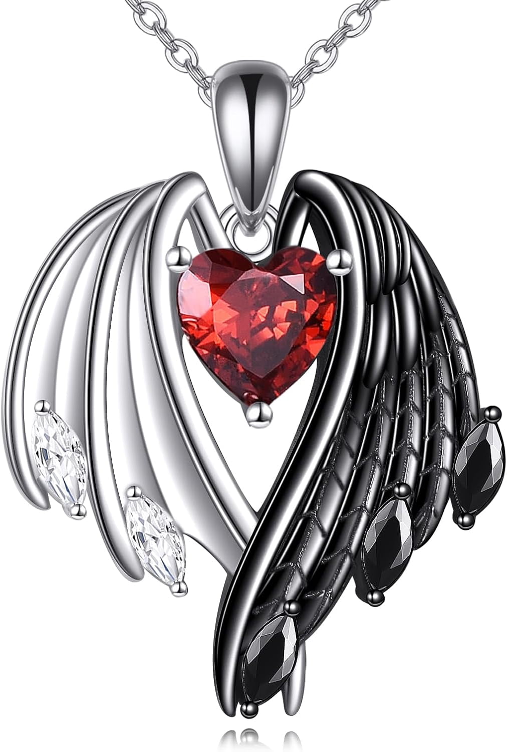 Angel Devil Necklace 925 Sterling Silver Angel Wings Gothic Pendant ...