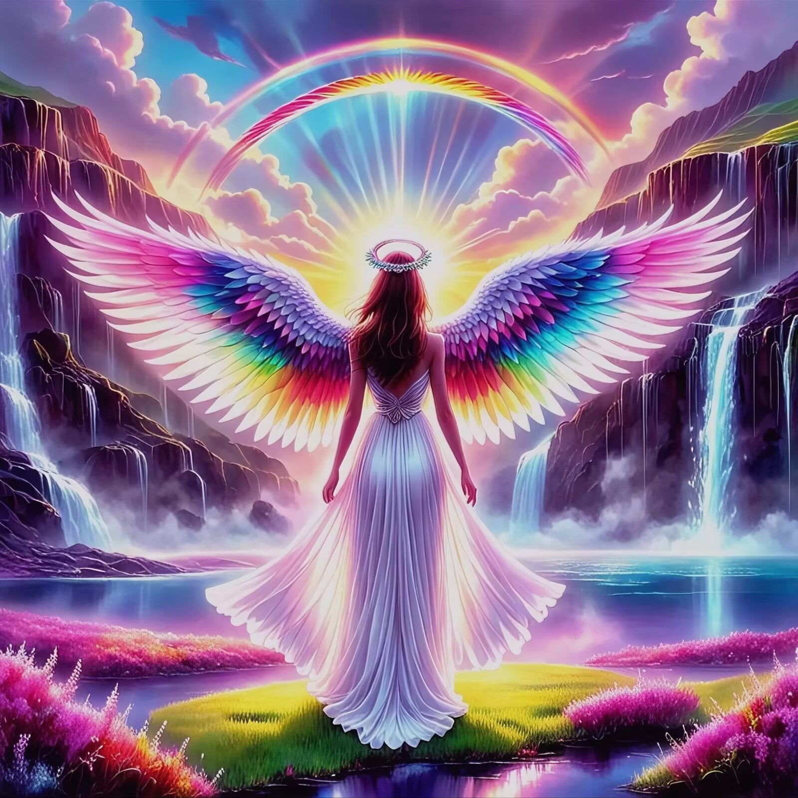Angel Diamond Art Kits for Adults - 5D Rainbow Angel Diamond Painting ...