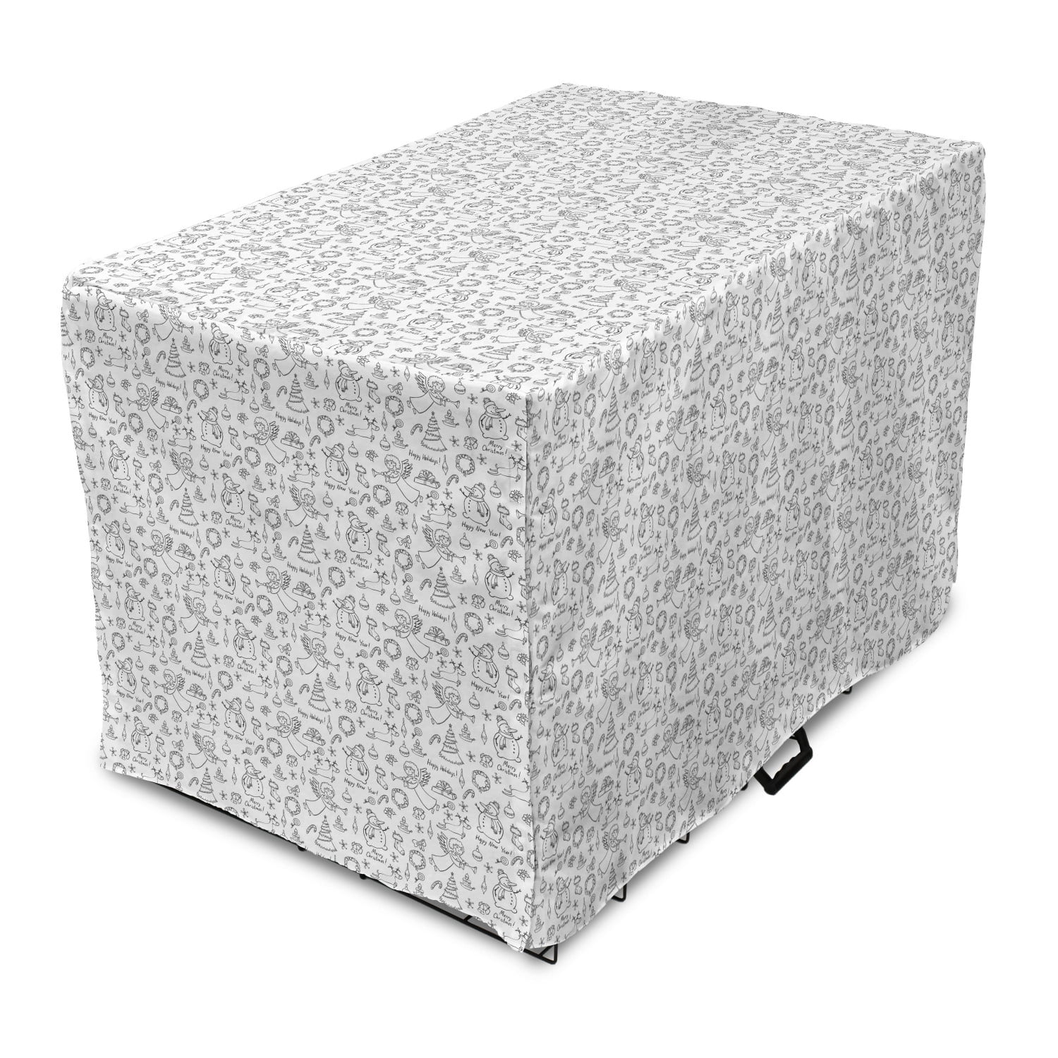 Angel Dog Crate Cover, Doodle Style Christmas Happy New Year Rudolph ...