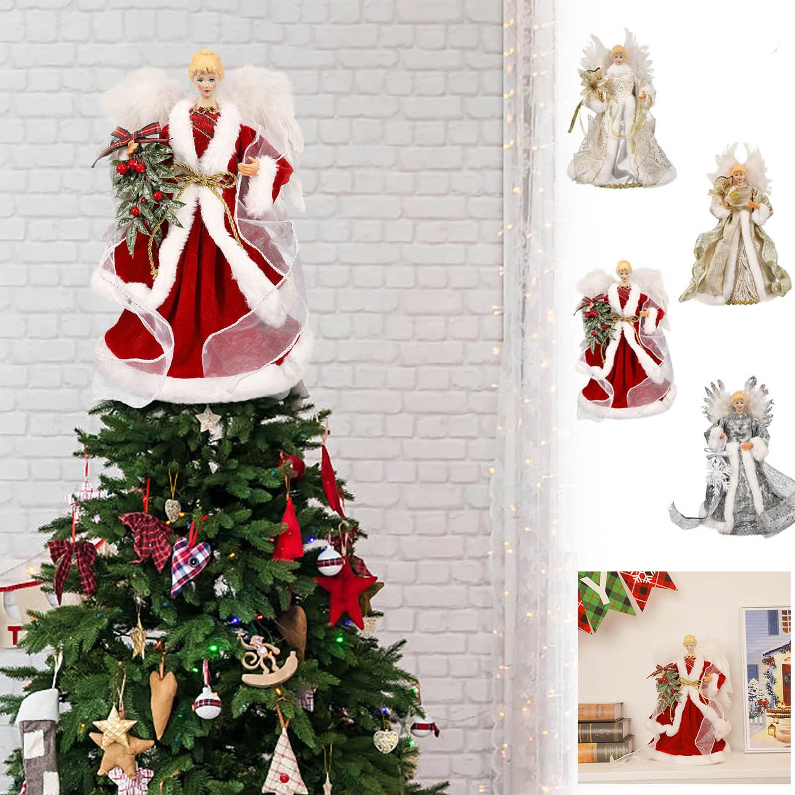 Angel Doll Christmas Tree Topper Ornaments, Festive Tree Top Decoration ...