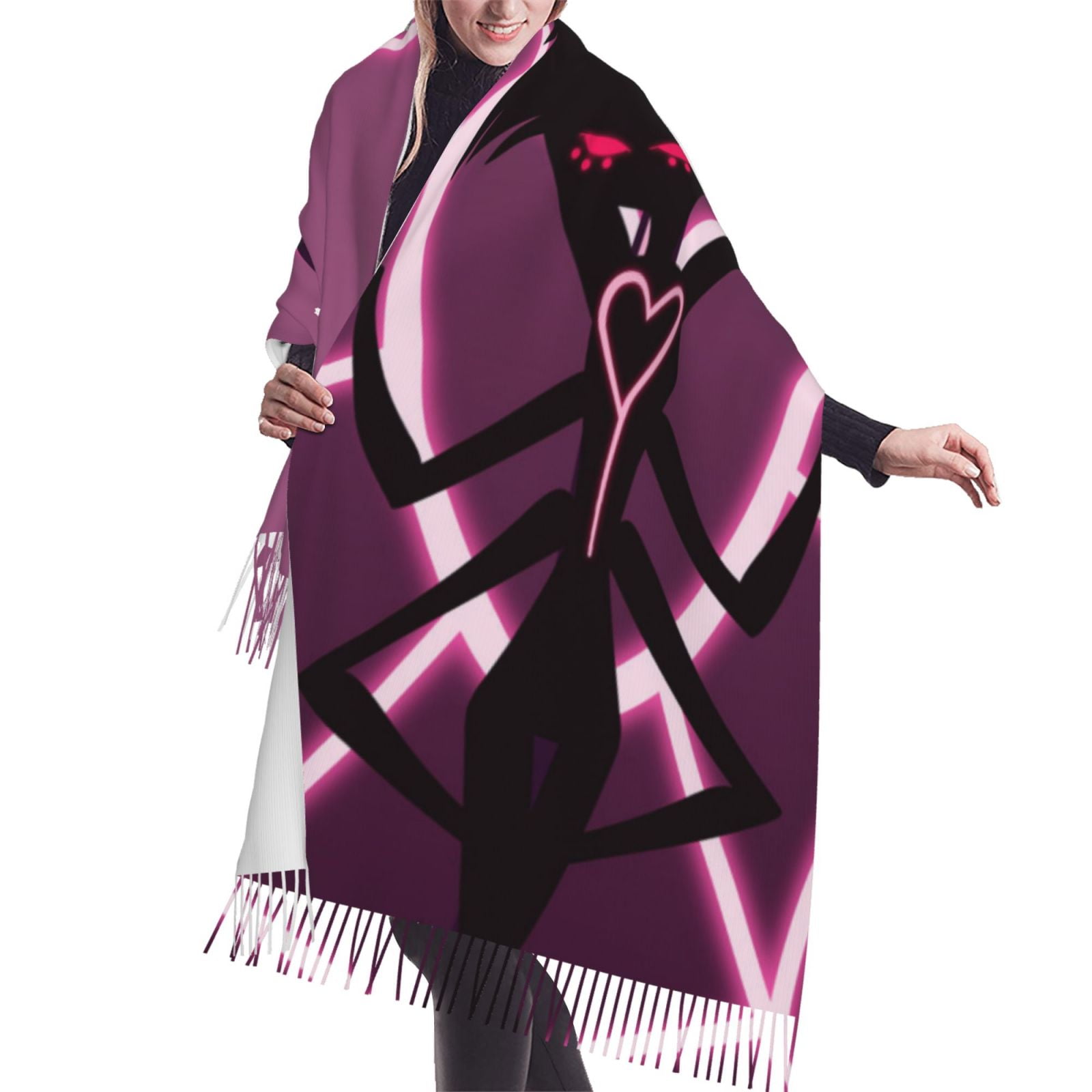 Angel Dust Hazbin Hotel Fringed Scarf Wrap Long Soft Winter Warm Tassel ...