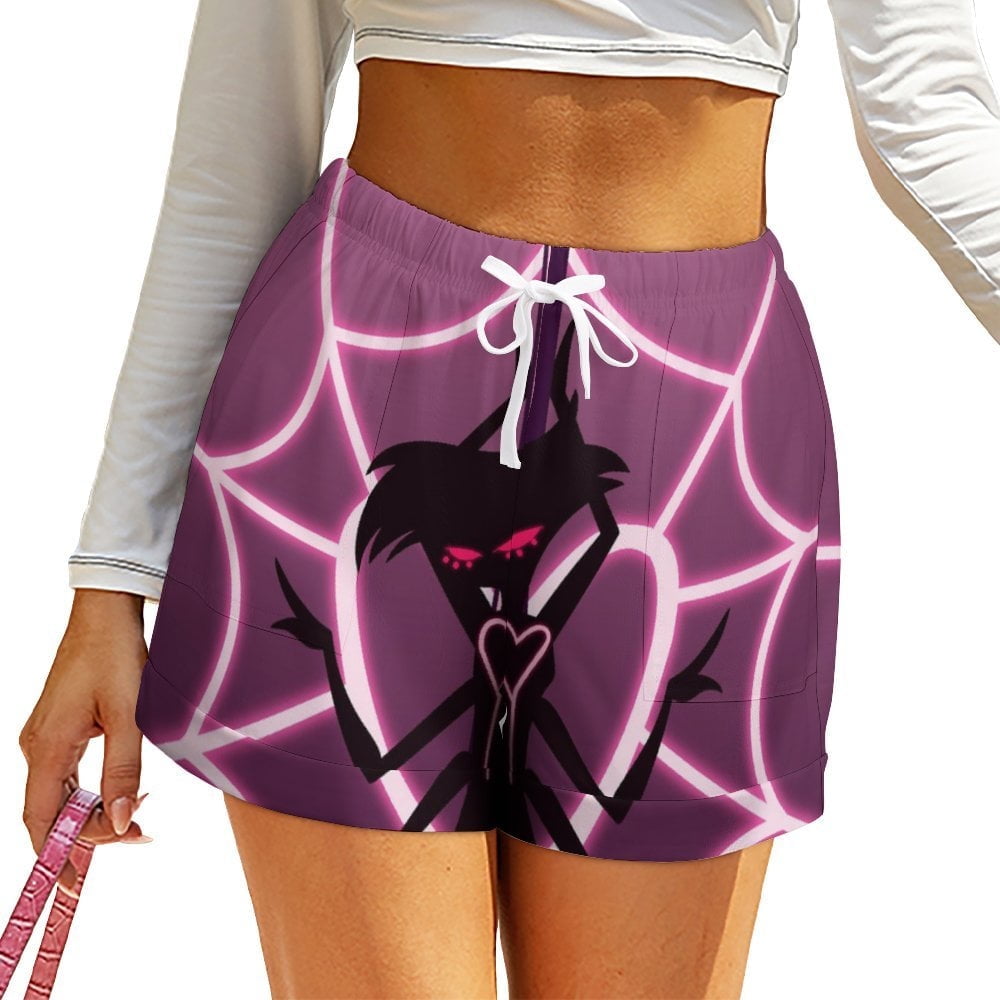 Angel Dust Hazbin Hotel Women's Leg Shorts Drawstring Elastic High ...