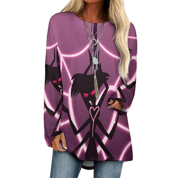 Angel Dust Hazbin Hotel Womens Long Sleeve T-Shirt Loose Fit Tops ...