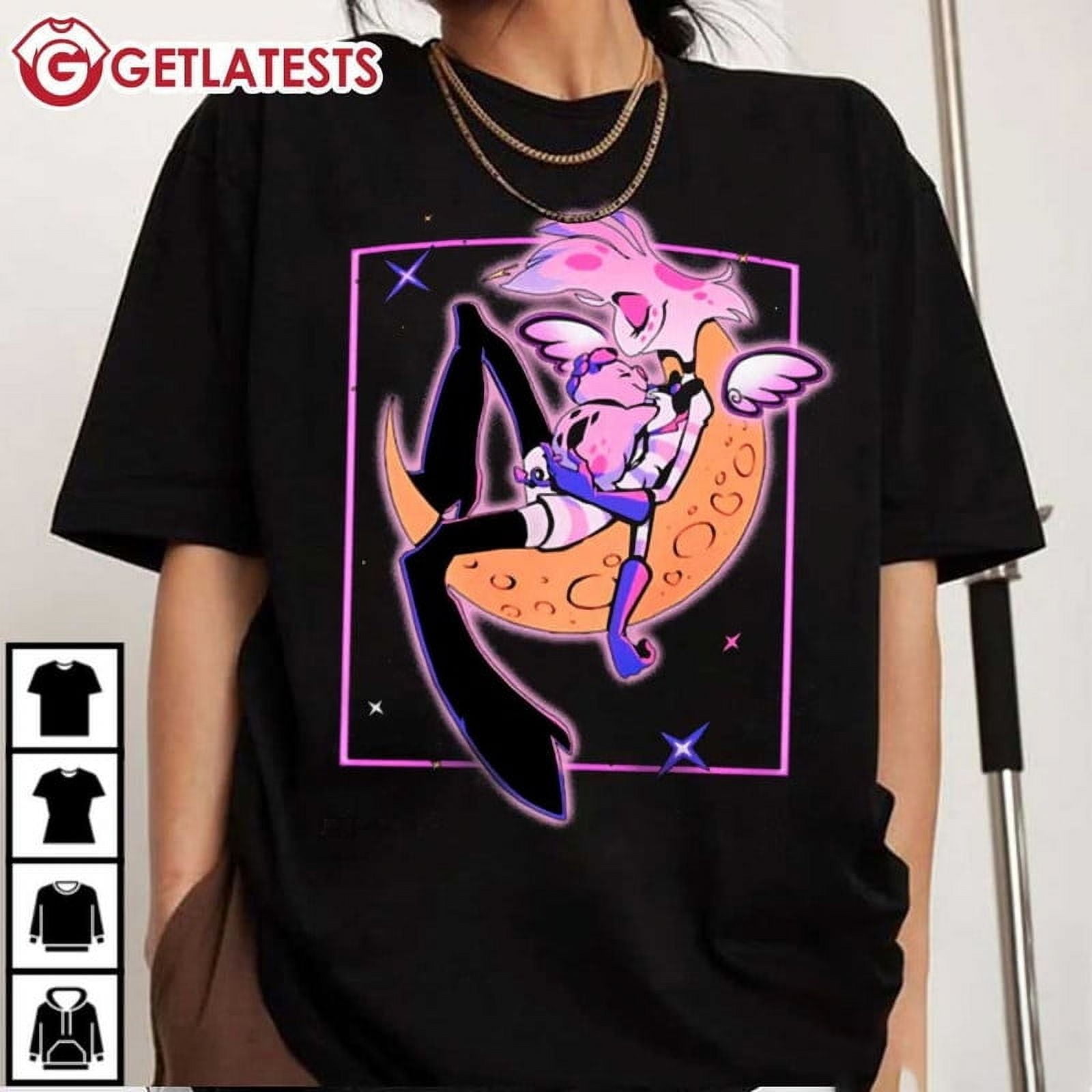 Angel Dust and Fat Nugget Hazbin Hotel T-Shirt,Black Color,Size L ...