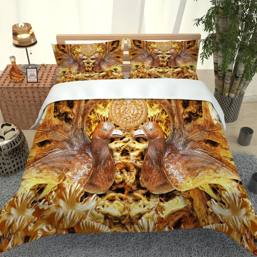 Angel Duvet Cover Set Golden Luxury Bedclothes European Pattern ...