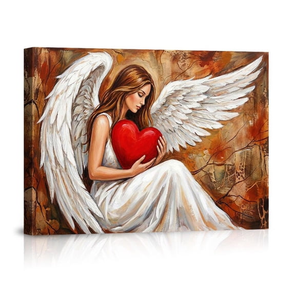 Angel Embracing Red Heart Impressionist Divine Love Spiritual ...