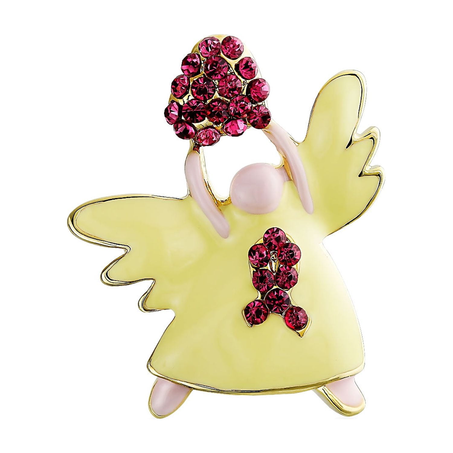 Angel Enamel Crystal Pink Ribbon Breast Cancer Survivor Brooch Pin ...