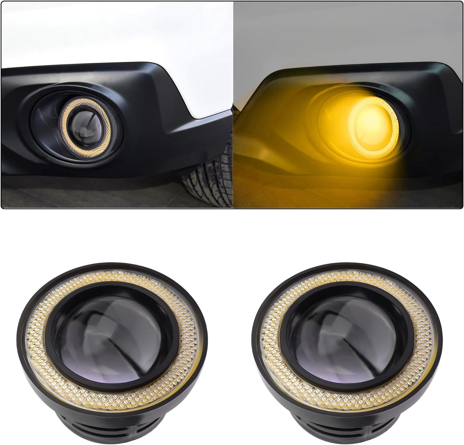 Angel Eye Halo Fog Lights for Cars,Super Bright LED Fog Lights Assembly Car Decor with COB ...