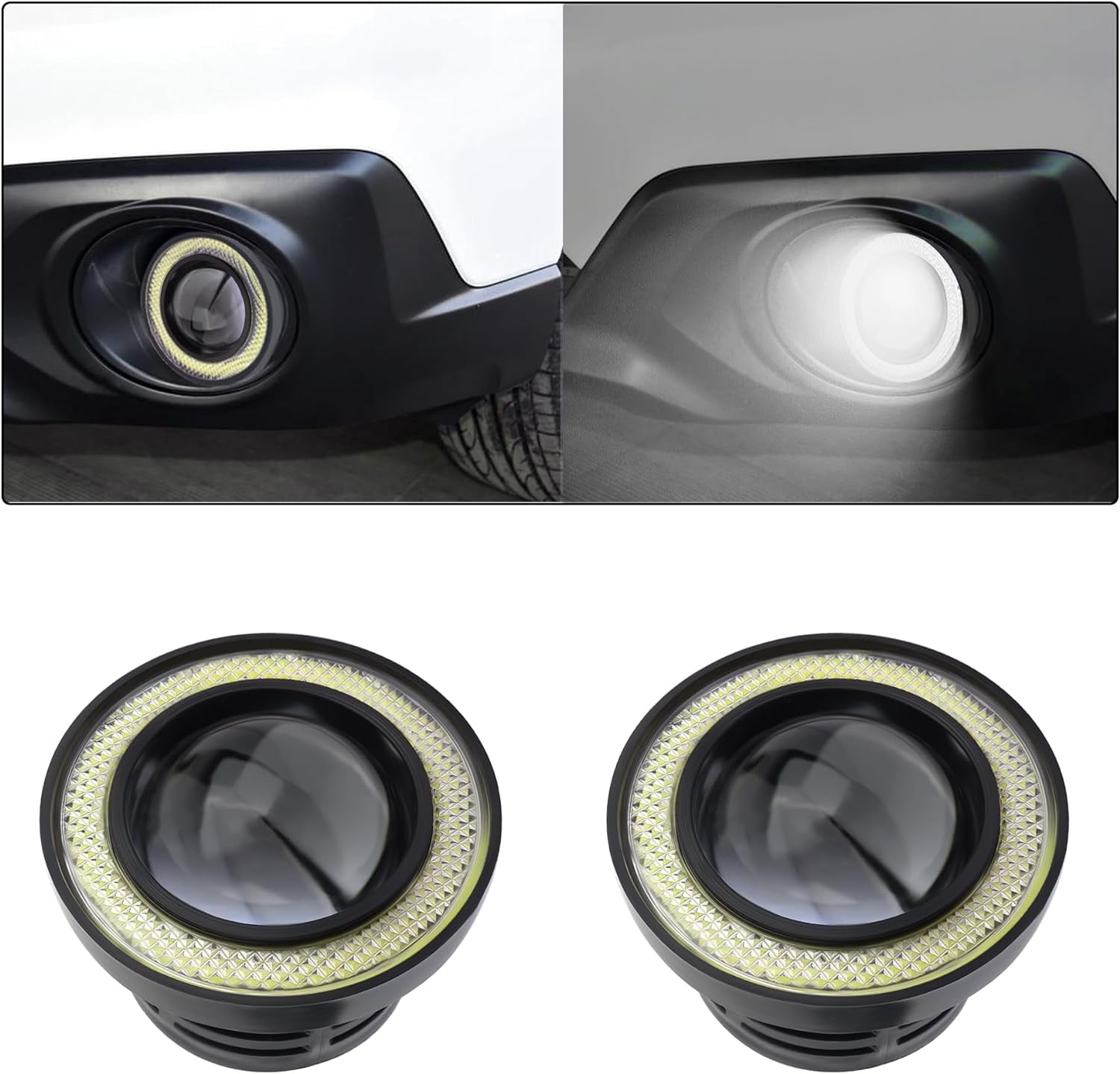 Angel Eye Halo Fog Lights for Cars,Super Bright LED Fog Lights Assembly ...