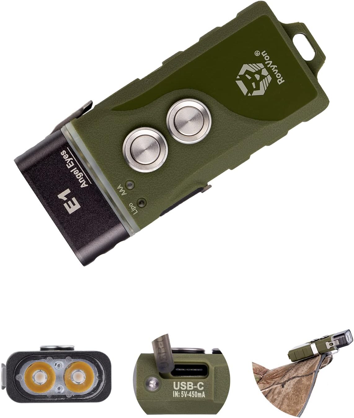 Angel Eyes E1 Rechargeable EDC Flashlight USB C, 500 lumens High CRI ...