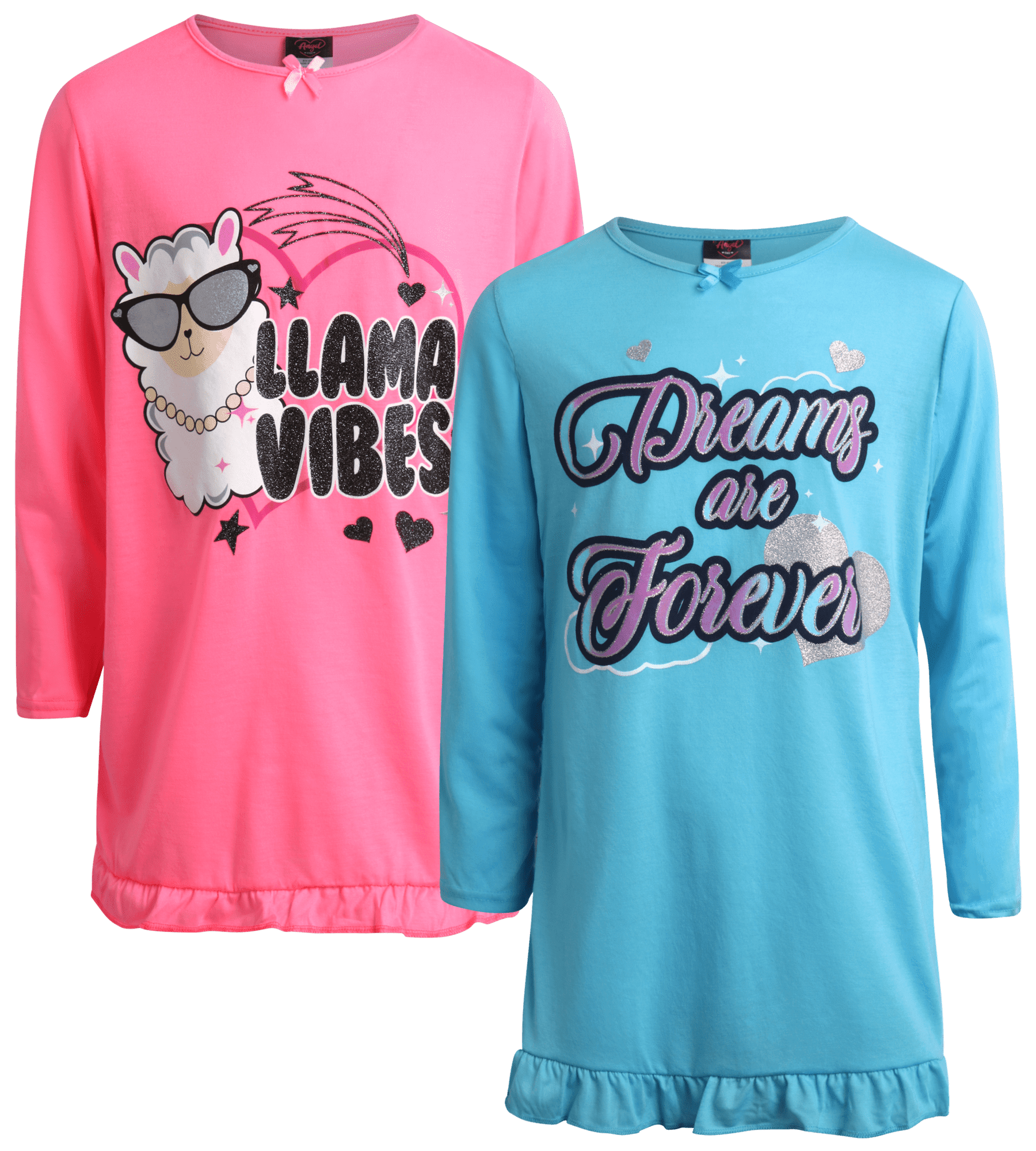 Angel Face Girls’ Nightgown Pajamas – 2 Pack Sleepwear Night Dress ...