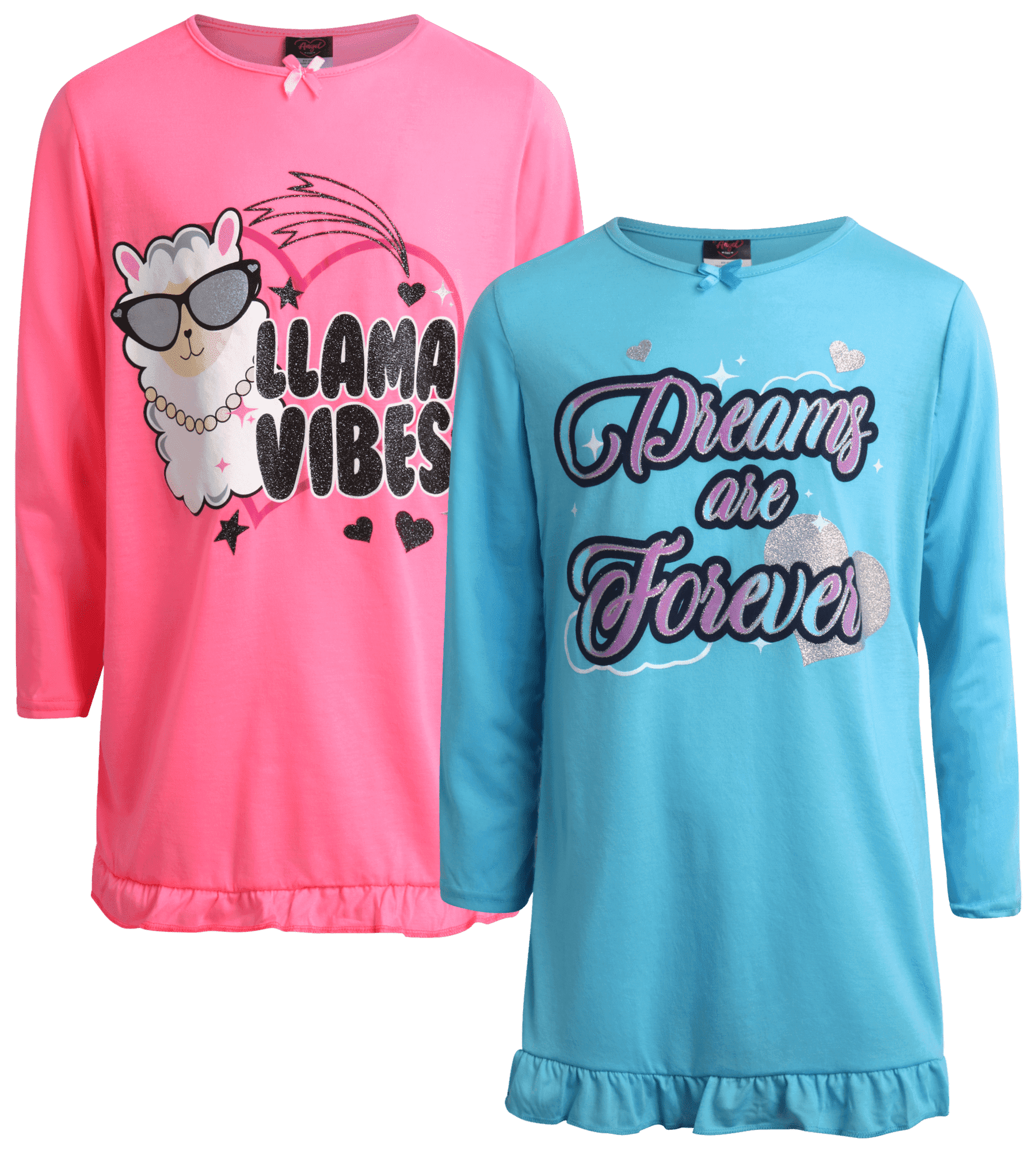 Angel Face Girls Nightgown – 2 Pack Soft Long Sleeve Nightgowns for ...