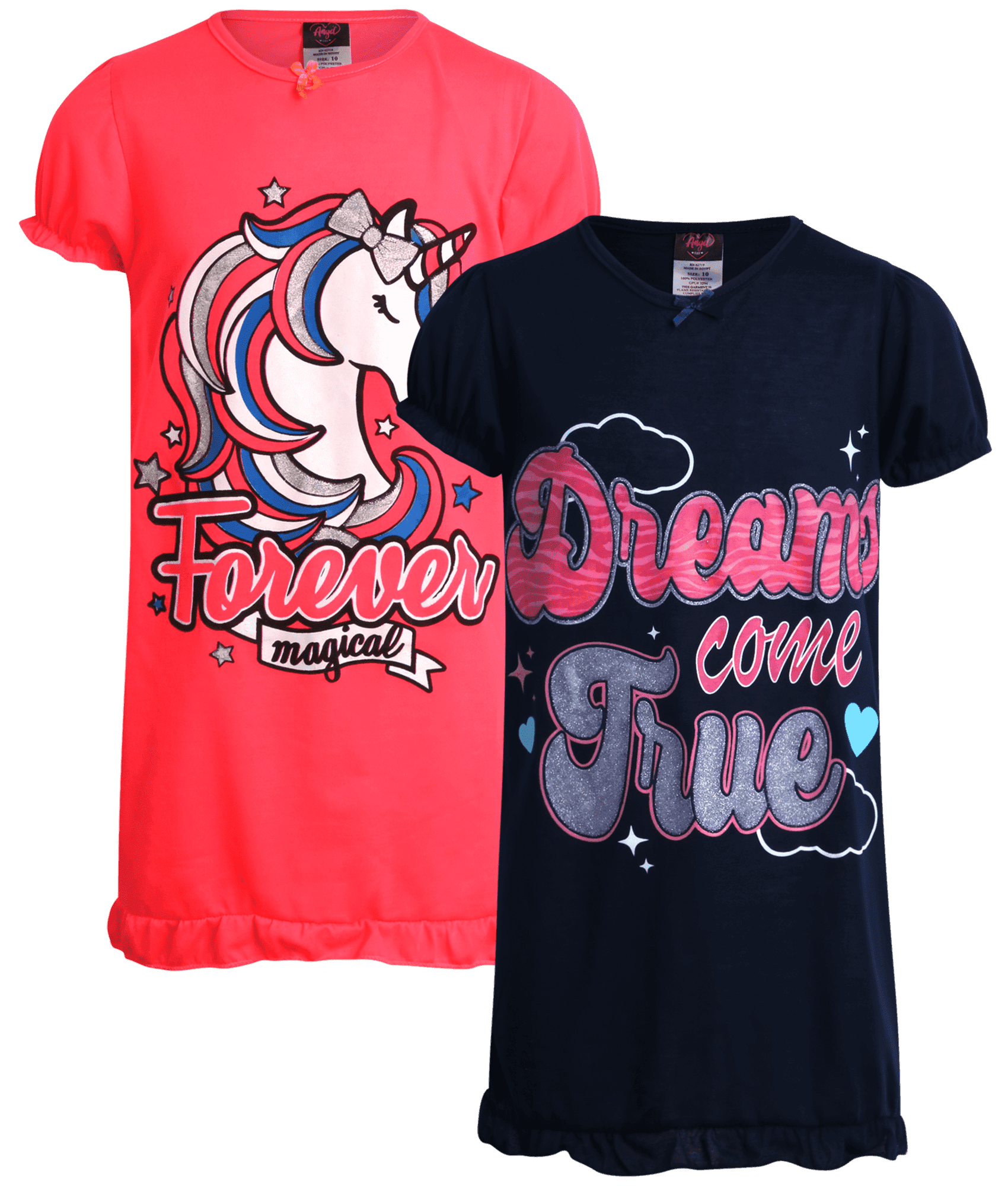 Angel Face Girls Nightgown – 2 Pack Soft Long Sleeve Nightgowns for ...