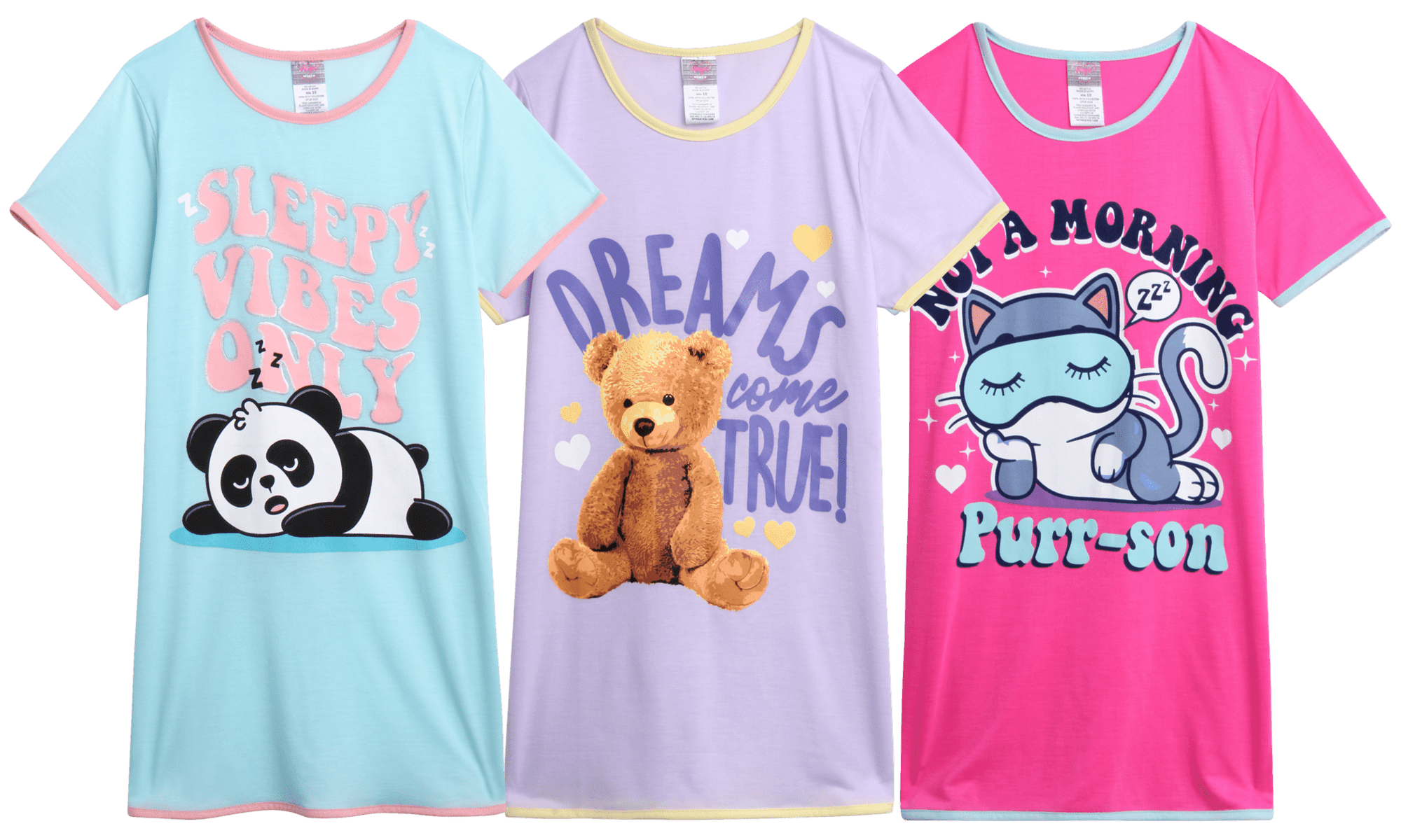 Angel Face Girls Nightgowns - 3 Pack Short Sleeve Girls Pajamas Shirts ...