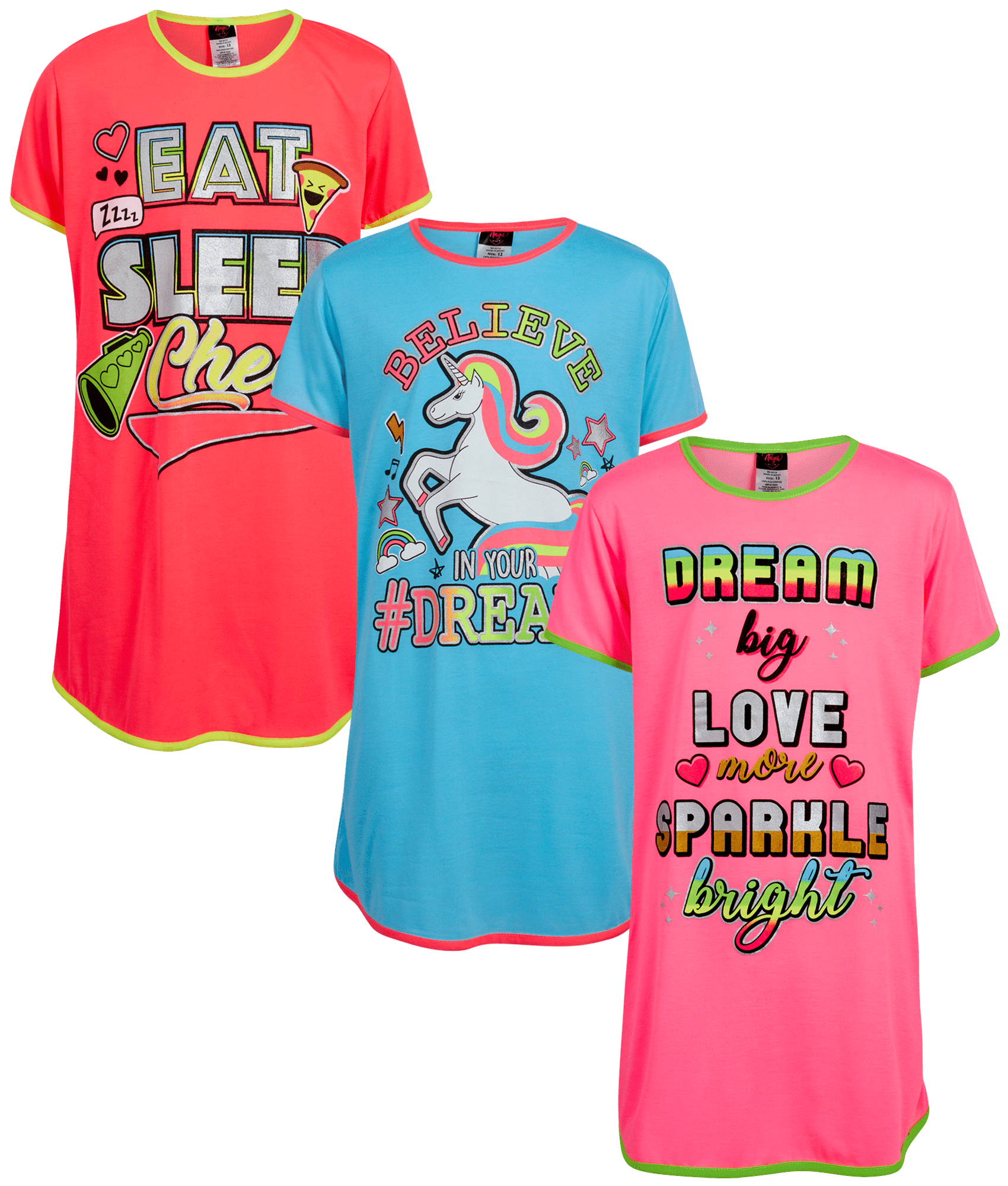 Angel Face Girls’ Nightgown Pajamas – 3 Pack Sleepwear Night Dress ...