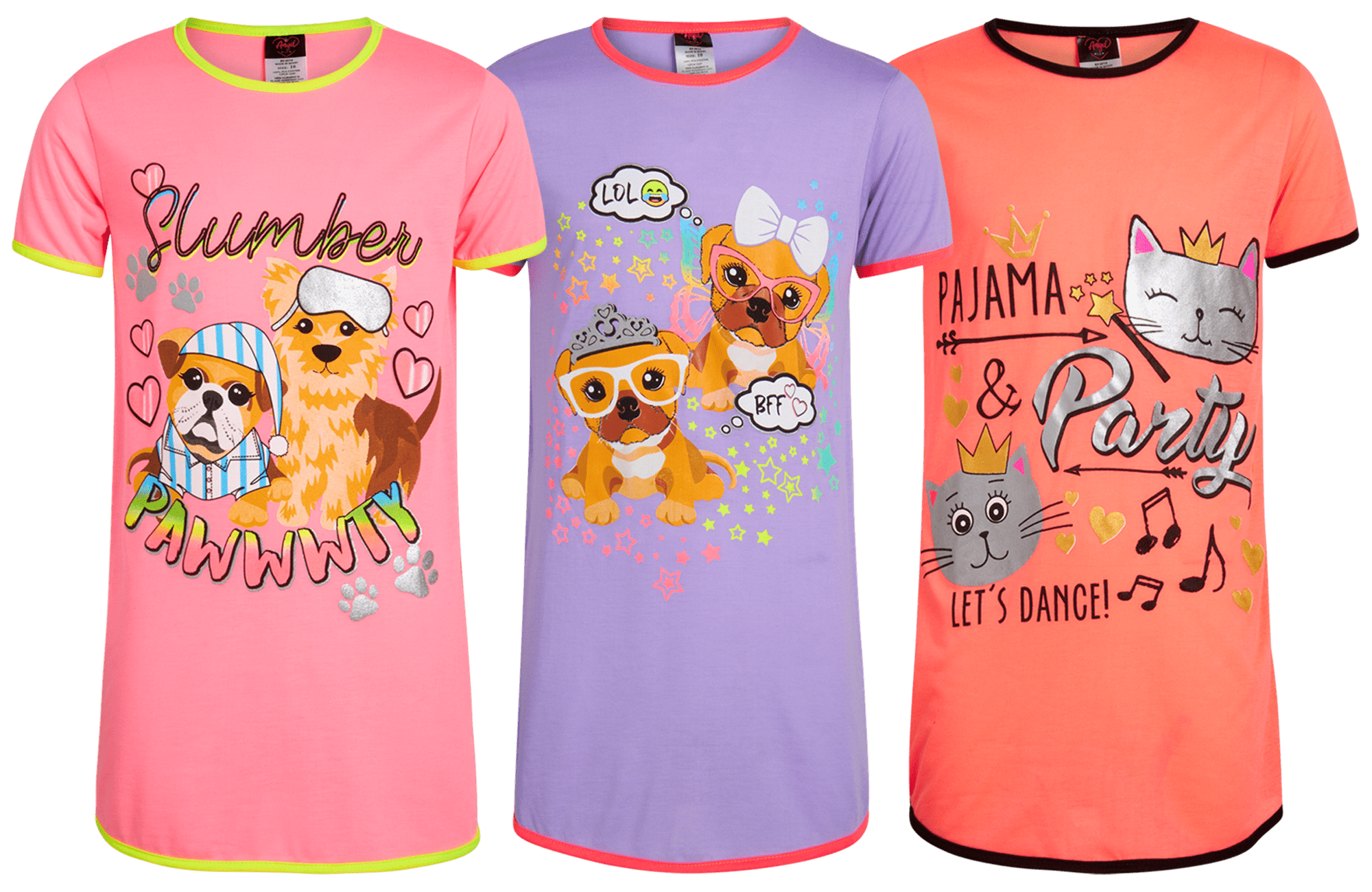Angel Face Girls’ Nightgown Pajamas – 3 Pack Sleepwear Night Dress ...