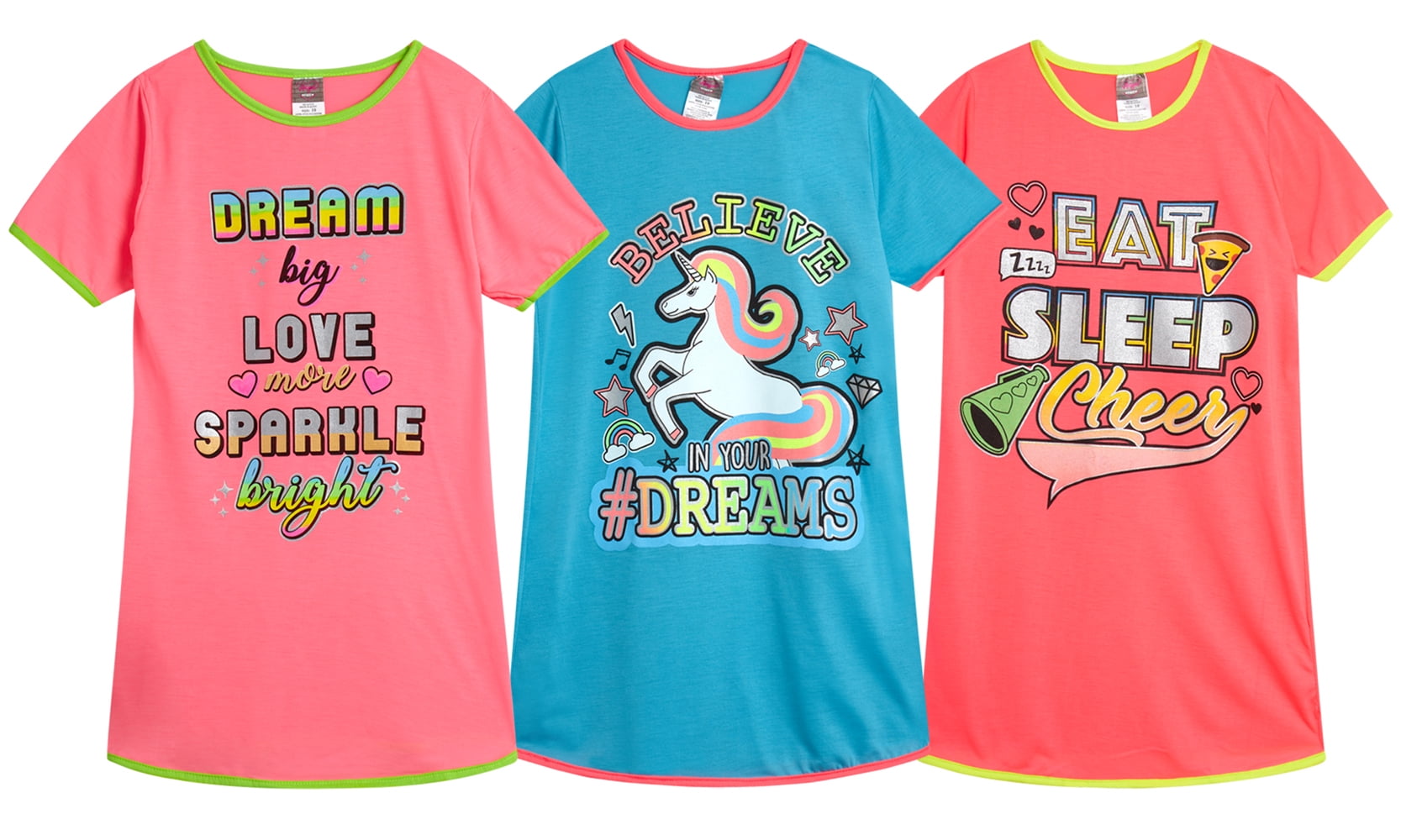 Angel Face Girls’ Nightgown Pajamas – 3 Pack Sleepwear Night Dress ...