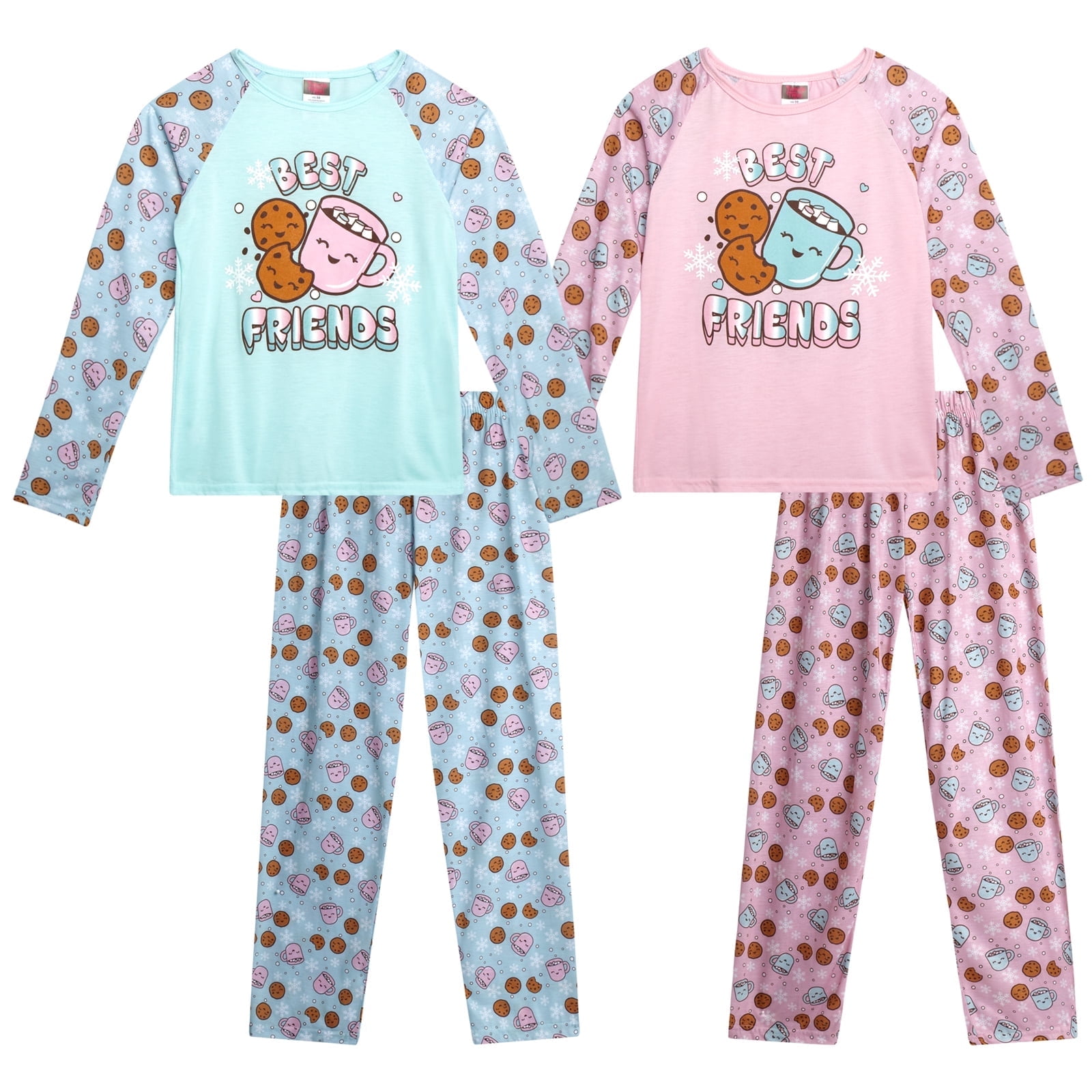 Angel Face Girls Pajama Set - 4 Piece Soft Poly Sleep Shirt and Pajama ...