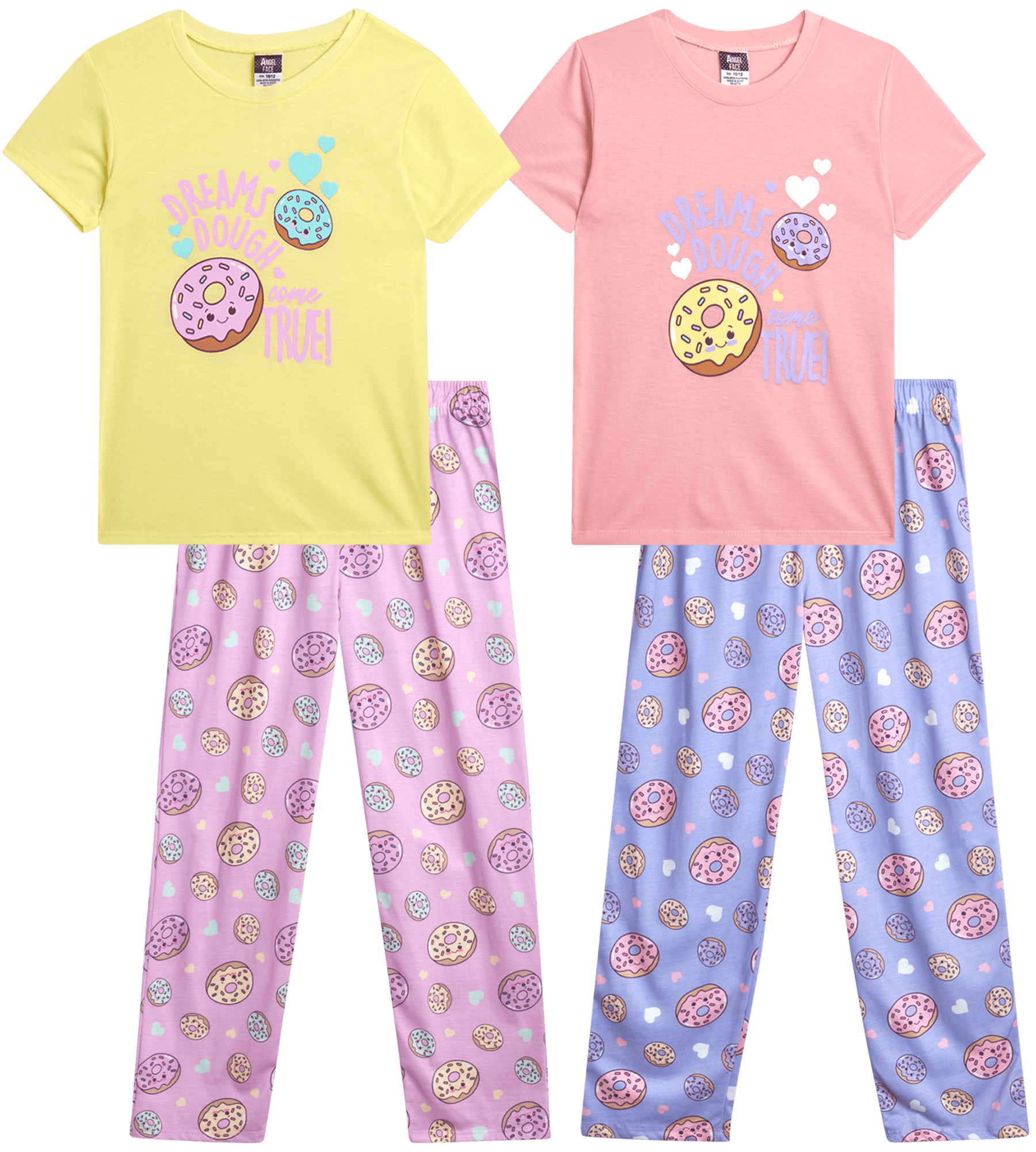 Angel Face Girls' Pajama Set - 4 Piece Sleep Shirt and Lounge Pants ...