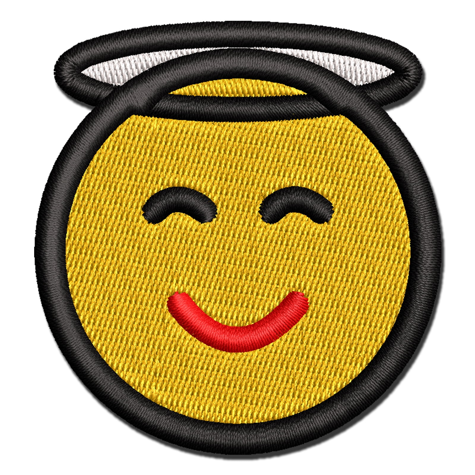 Angel Face Halo Emoticon Applique Multi-Color Embroidered Hook & Loop ...