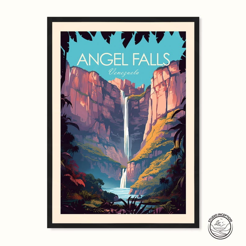 Angel Falls Print Venezuela Poster Print Angel Falls Travel poster ...