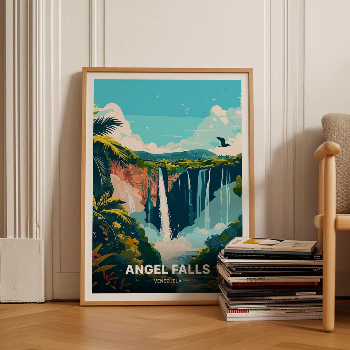 Angel Falls Scenic Travel Poster, Venezuela Landmark Art, Ideal For ...
