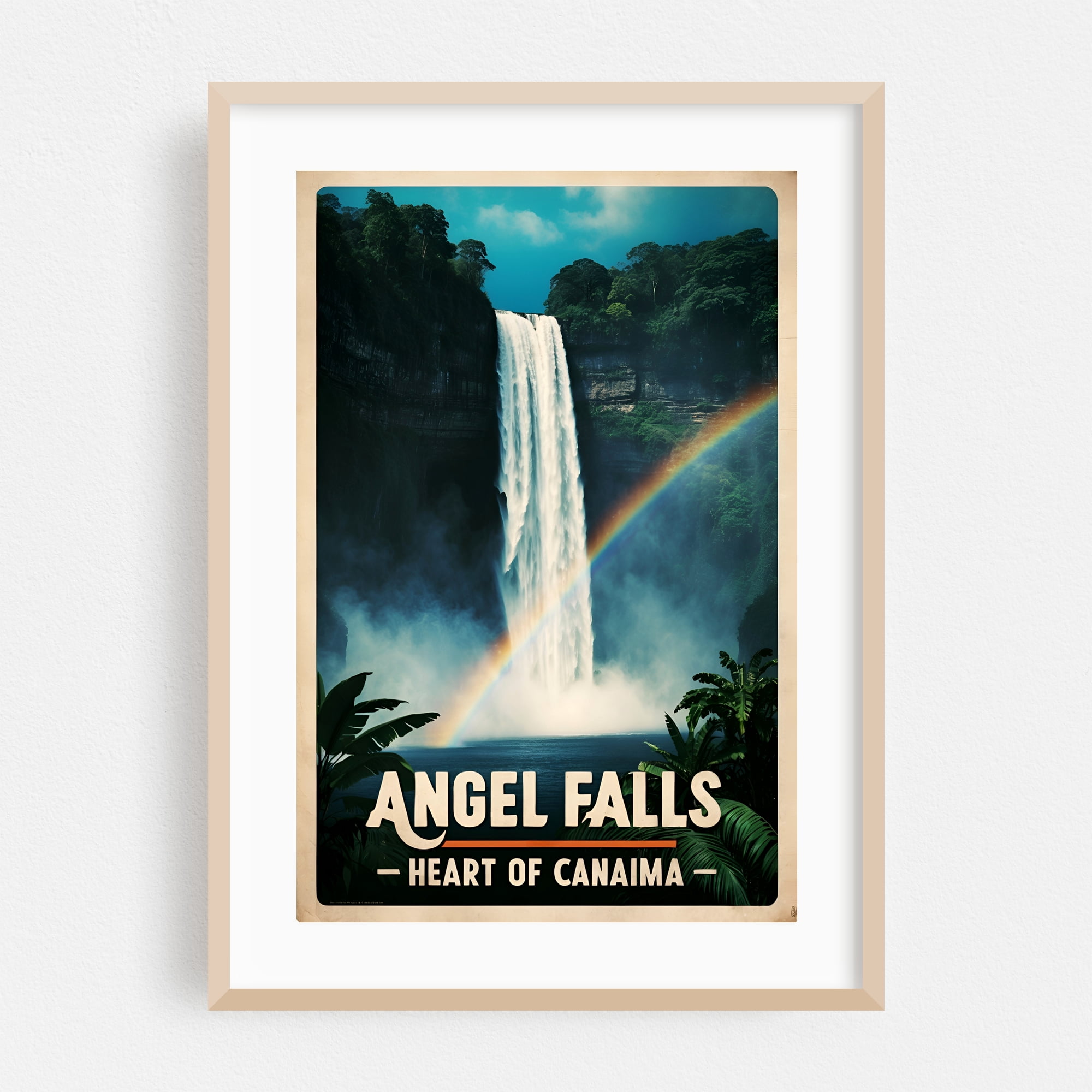Angel Falls Vintage Travel Poster – World’s Tallest Waterfall - Bolívar ...
