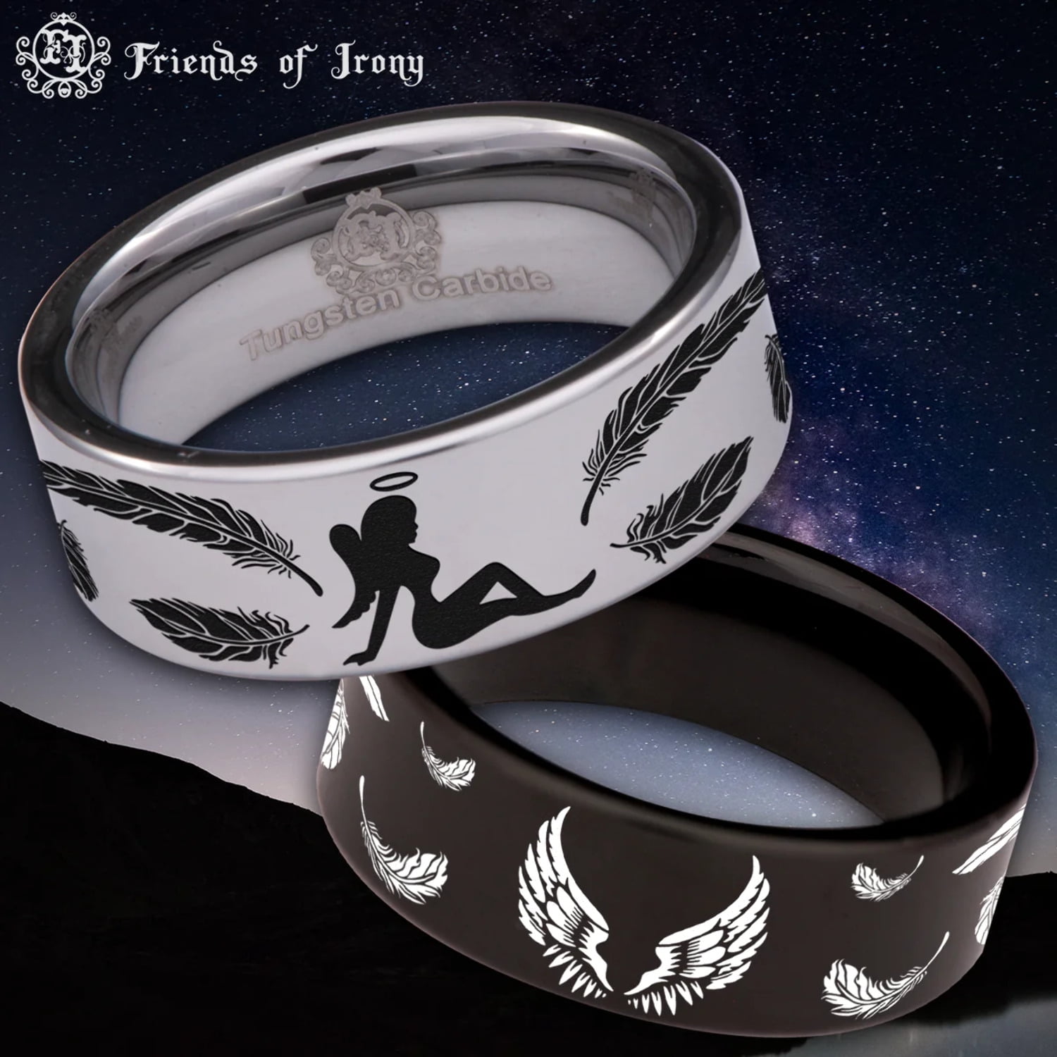 Angel Feathers Tungsten Carbide Ring - Walmart.com