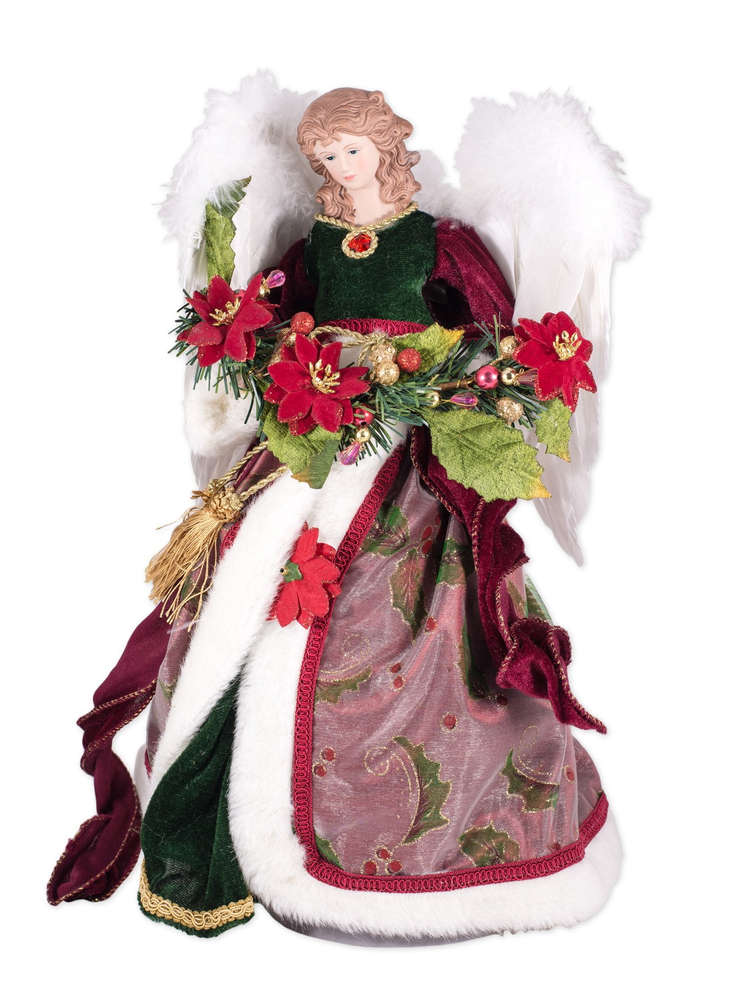 Angel Figures Angel Tree Topper Dressed in an Elegant Dark Green Gown ...