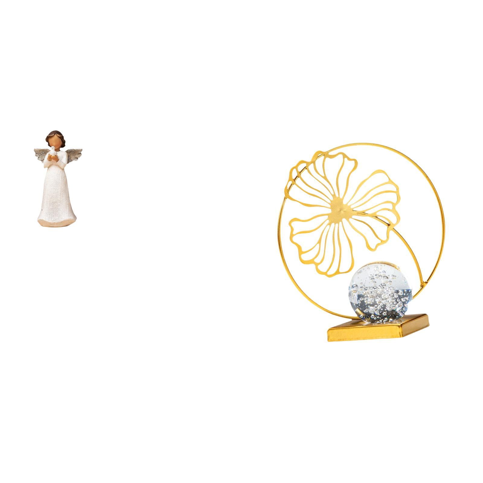 Angel Figurine Leaf Sculpture Resin Statue Elegant Craft Decor for ...