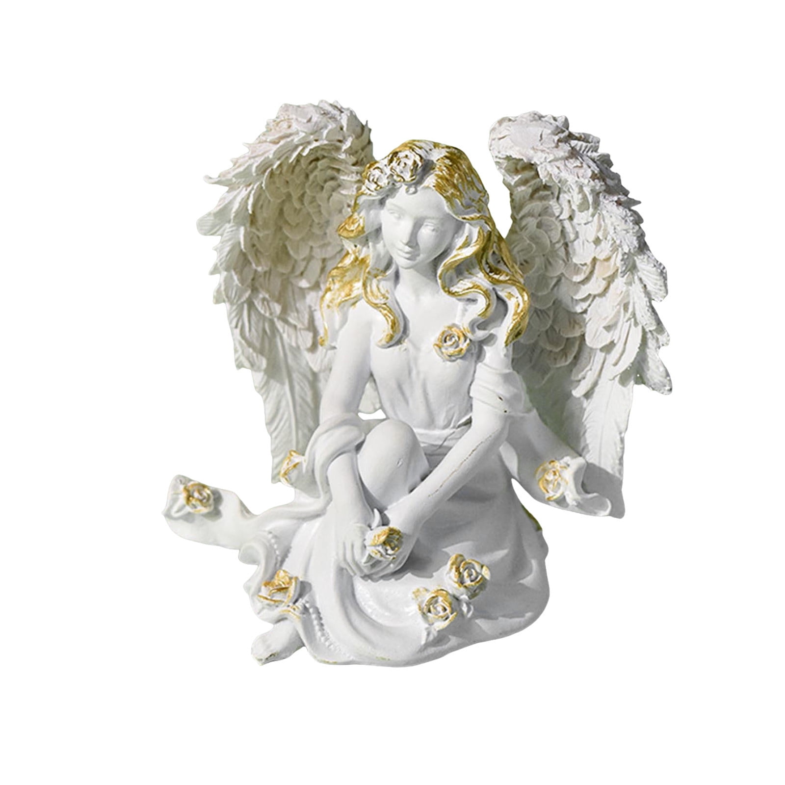 Angel Figurine Resin Angel Wing Praying Sculpture Guardian Angel Statue ...