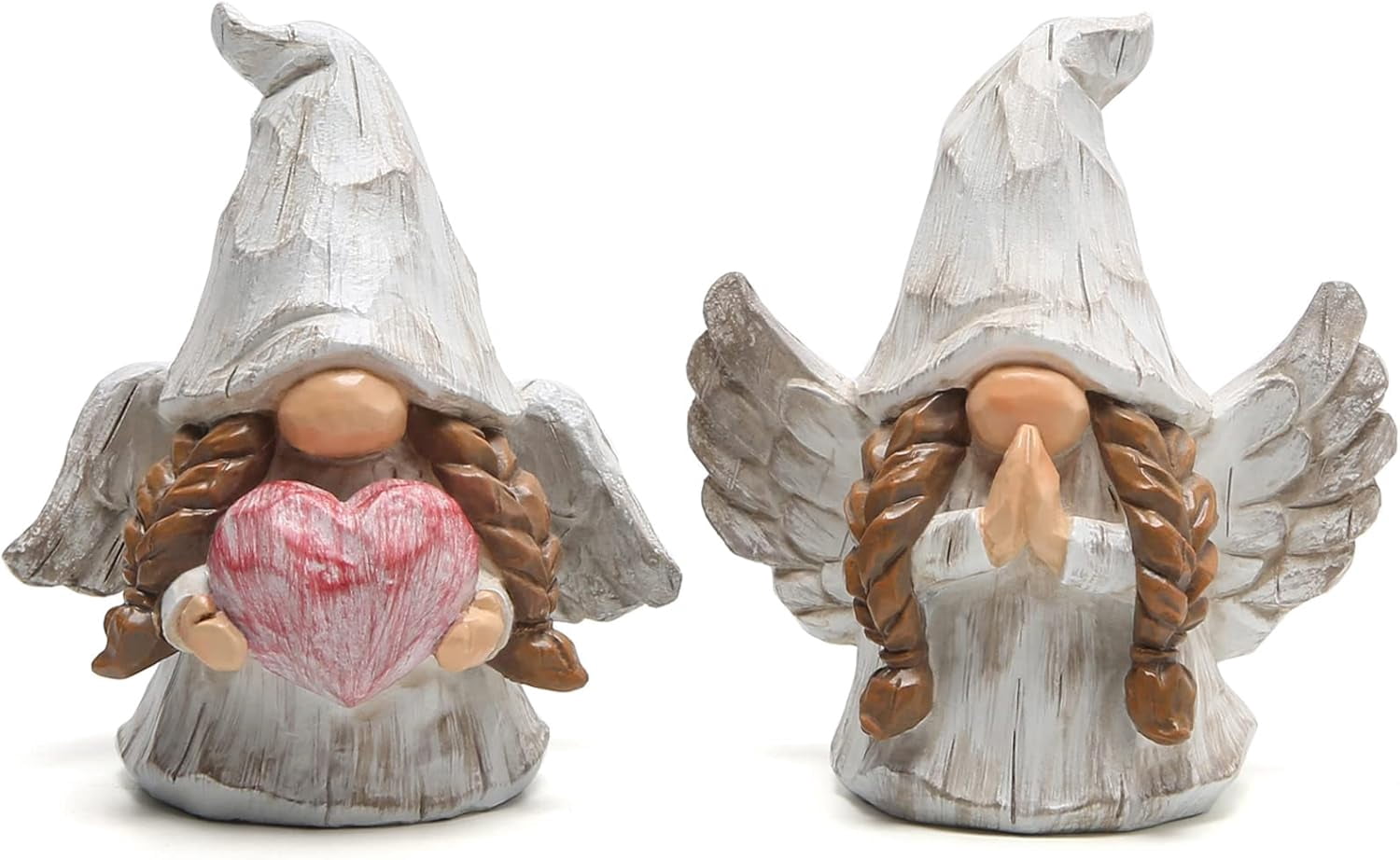 Angel Figurines (Set of 2) - Angel with Wings & Heart, Cute Indoor ...