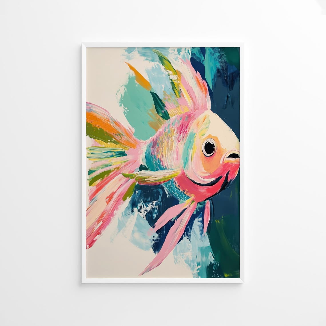 Angel Fish Poster, Coastal Wall Art, Rainbow Ocean Art, Sea Creature ...