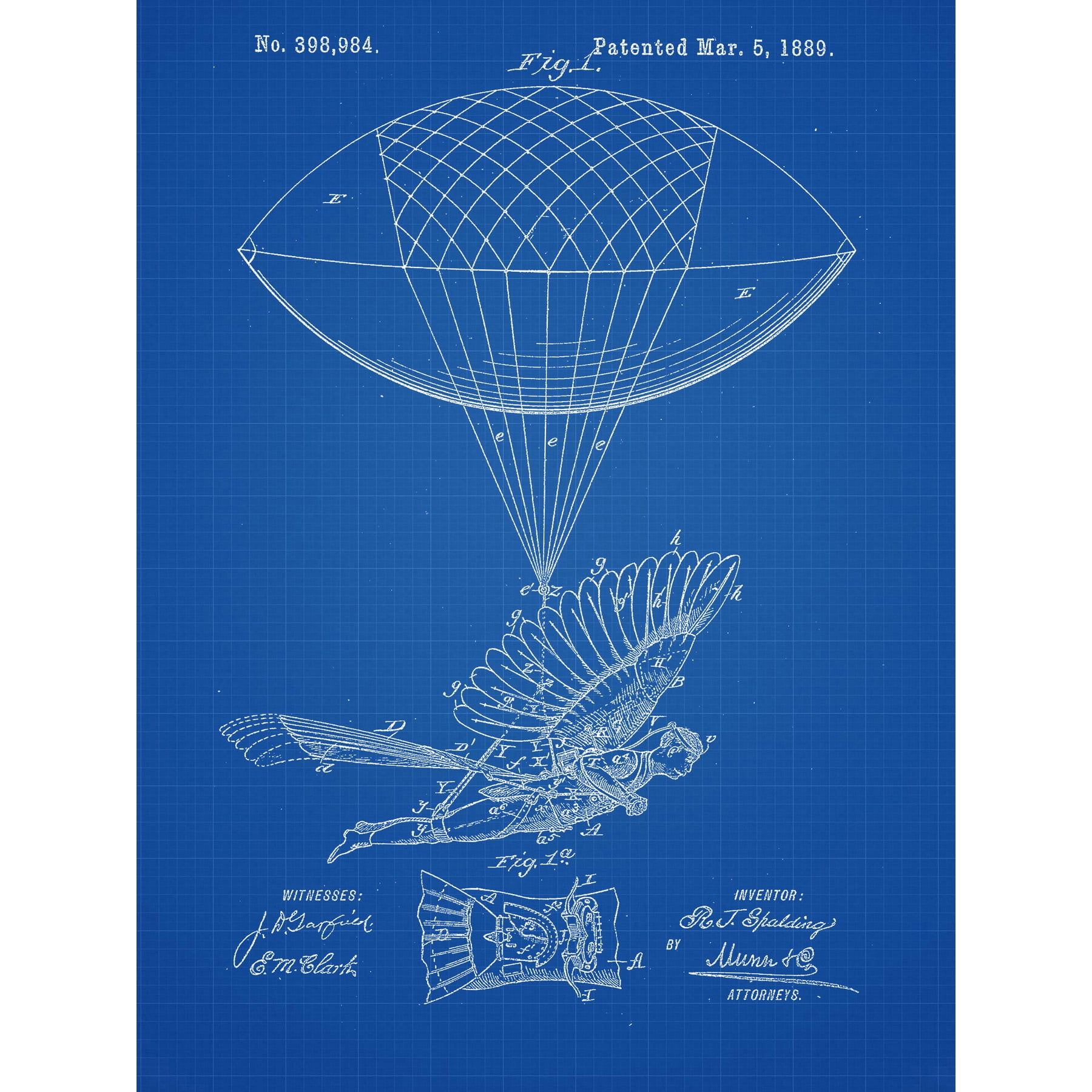 Angel Flying Machine Side View Blueprint Extra Large XL Wall Art Poster ...