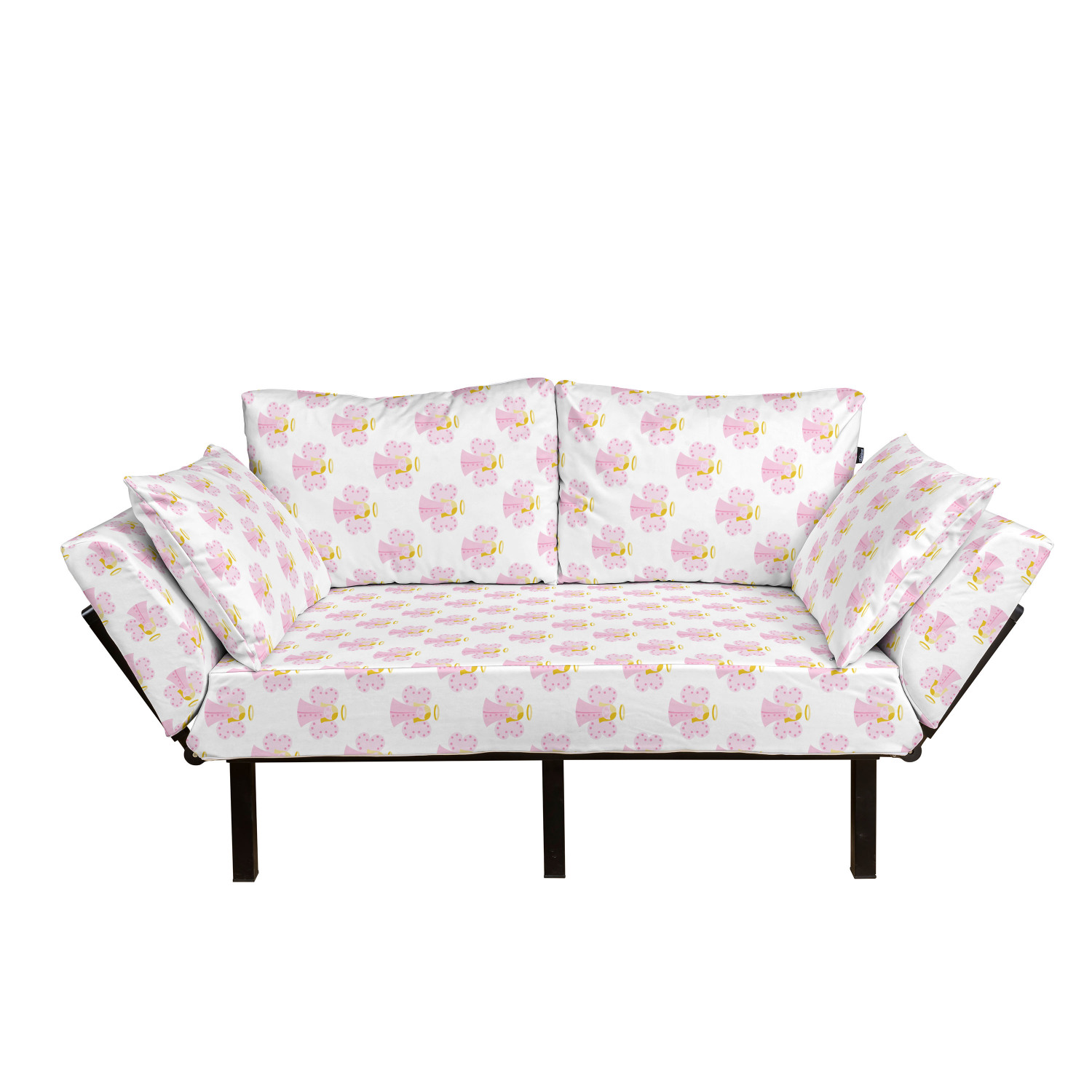 Angel Futon Couch, Angels Wing Girl with Halo Surreal Cartoon, Daybed ...