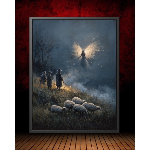 Angel Gabriel Appearing To Shepherds Art Poster, Moody Biblical ...