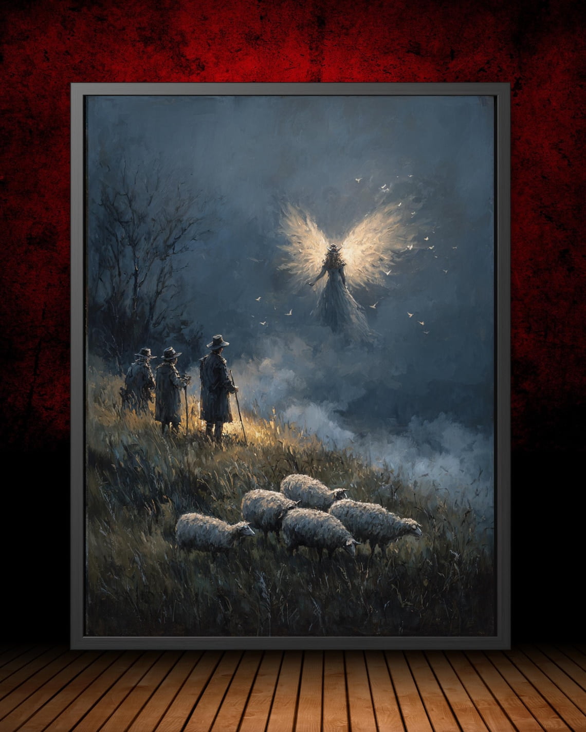 Angel Gabriel Appearing To Shepherds Art Poster, Moody Biblical ...