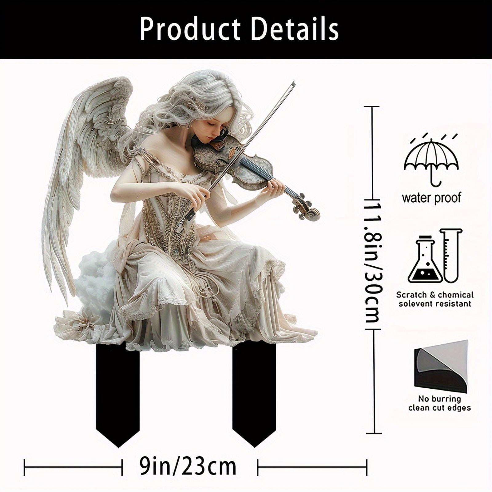 Angel Garden Stake Angel Playing Violin Garden Stake Acrylic Yard Art ...