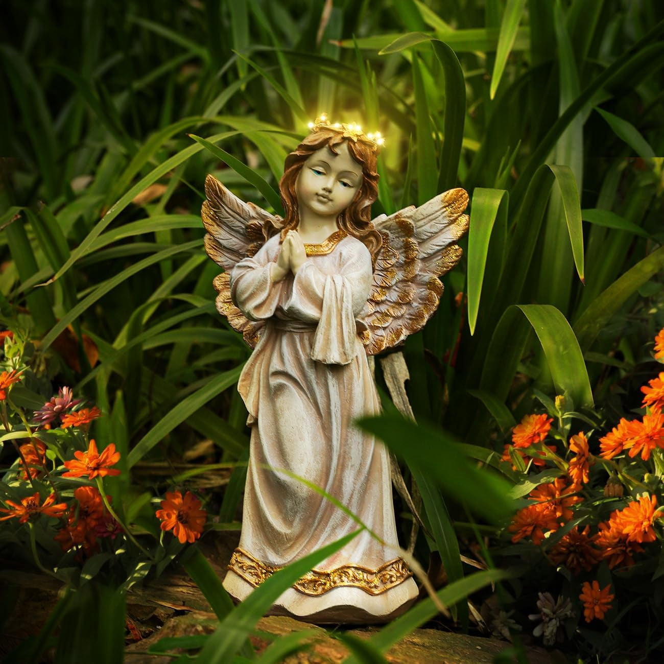Angel Garden Statue, Guardian Solar Garden Decor with Warm Light ...