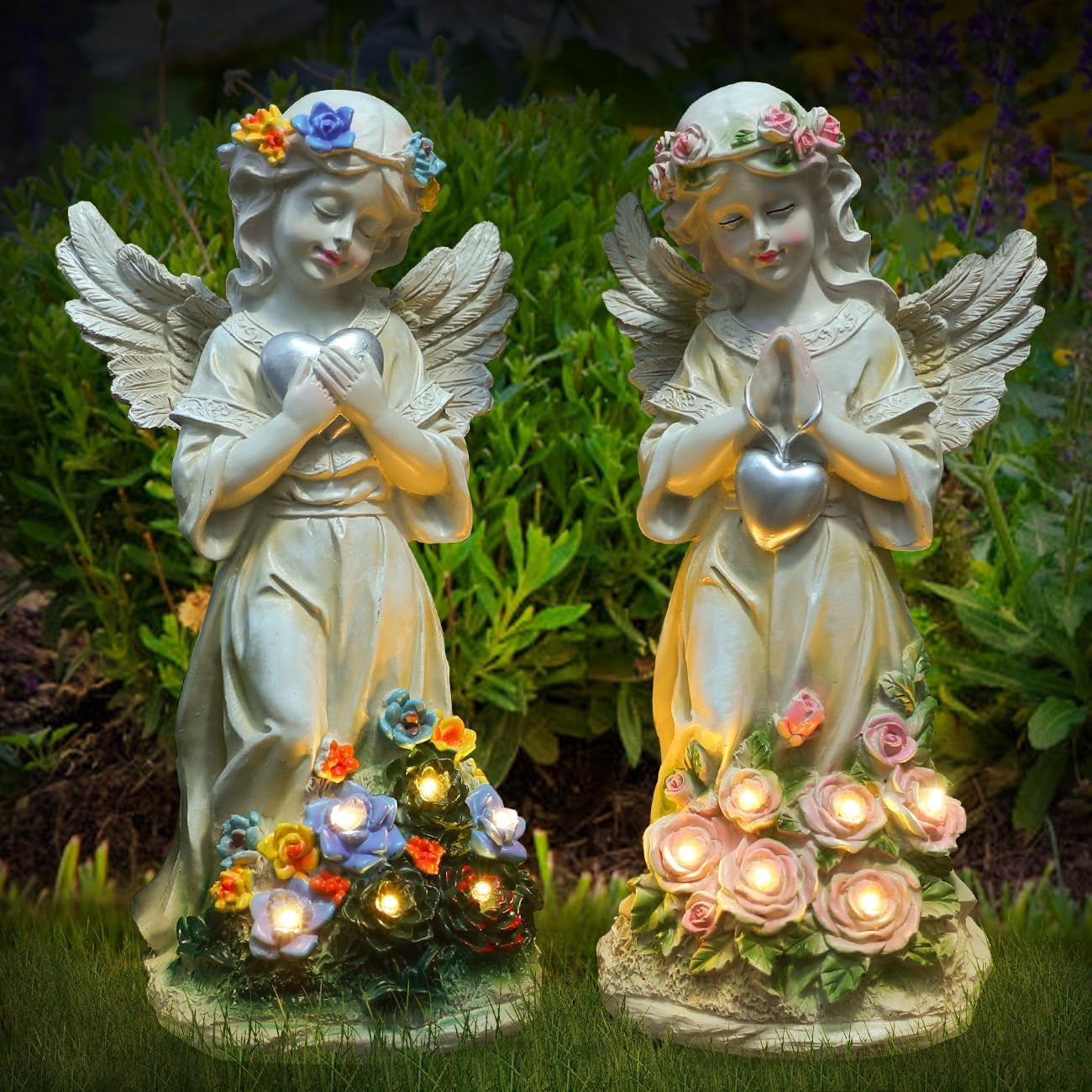 Angel Garden Statue, Guardian Solar Garden Decor with Warm Light ...