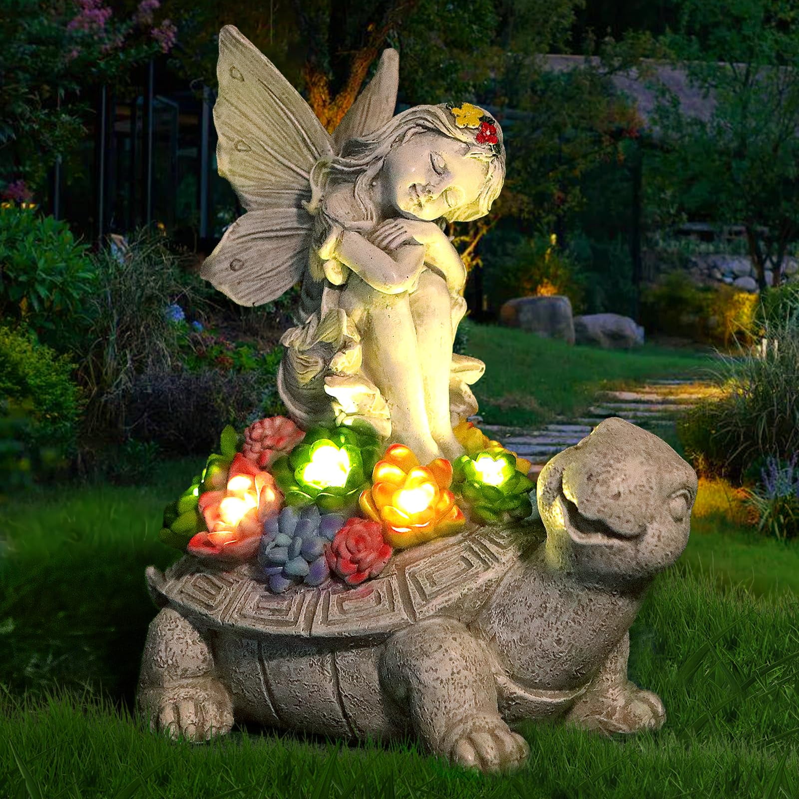 Angel Garden Statues Outdoor Decor - Lawn Ornaments with Solar Power ...