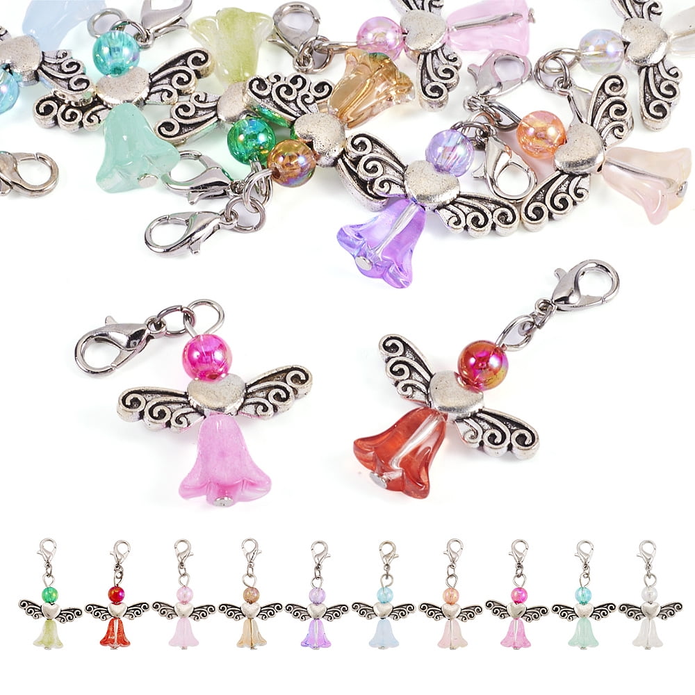 Angel Glass Acrylic Pendant Decoration with Alloy Lobster Claw Clasps ...